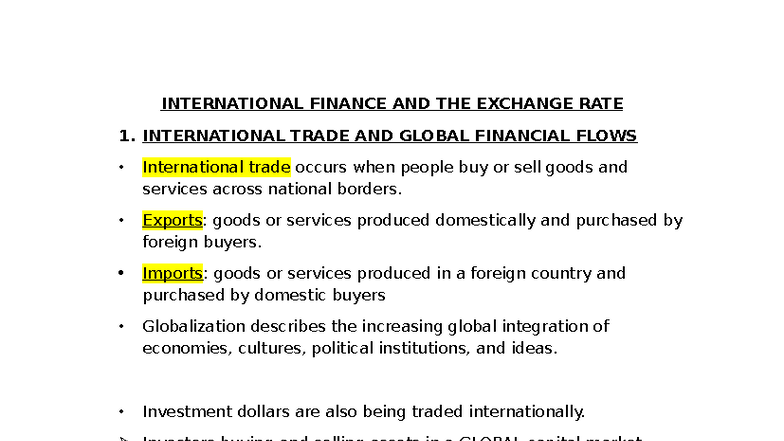 Ecc102 Chapter 28: International Finance & Exchange Rate Dynamics - Studocu