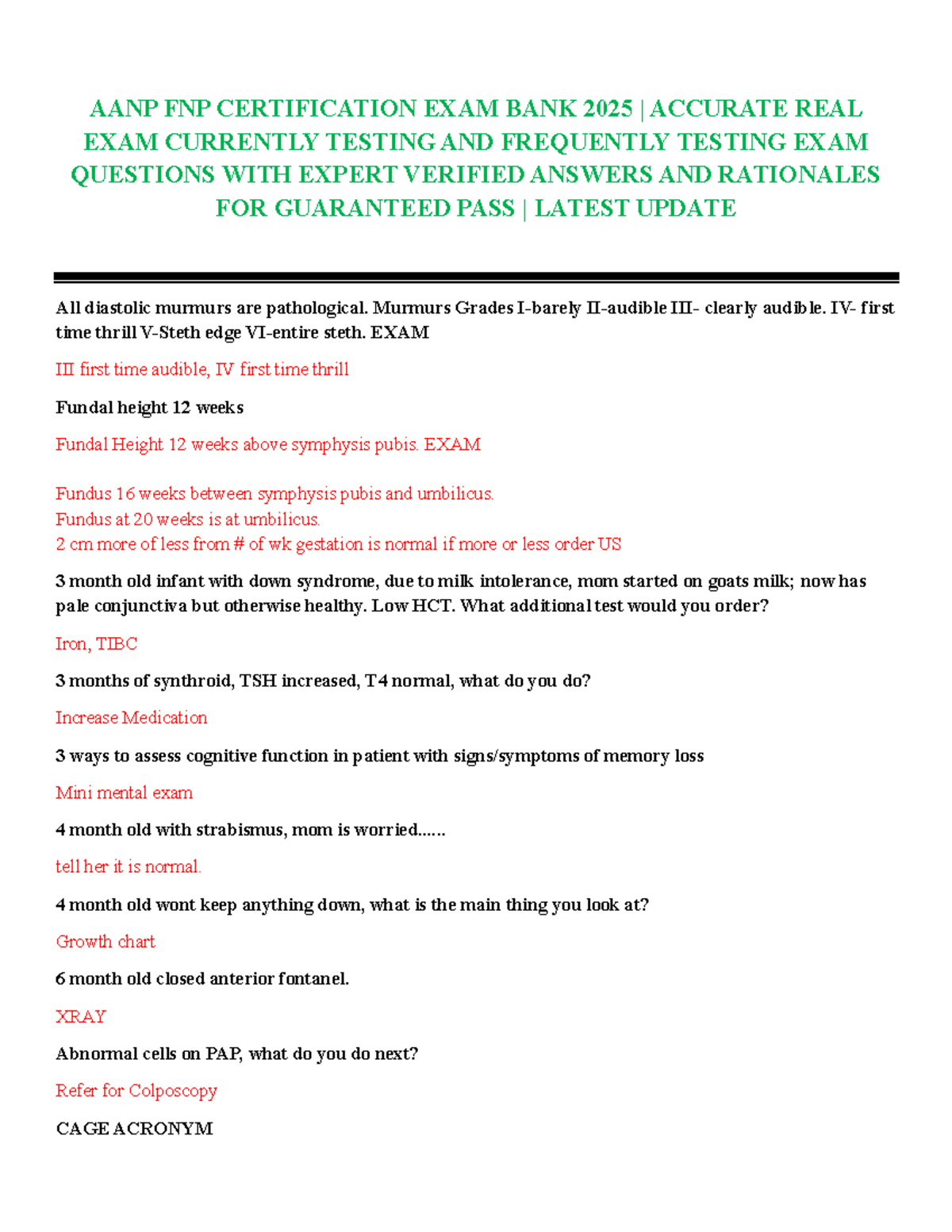 AANP FNP CERTIFICATION EXAM BANK 2025: VERIFIED QUESTIONS & ANSWERS ...