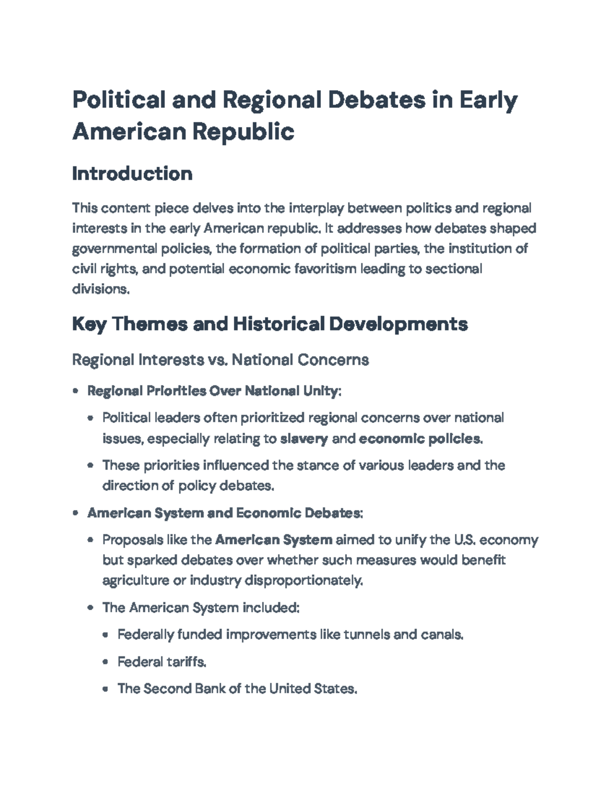 Political Debates and Regional Interests in the Early American Republic ...