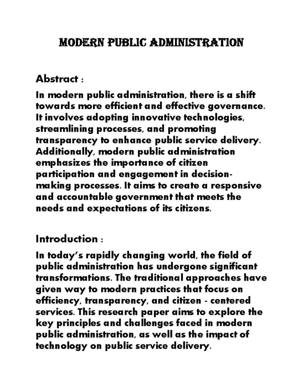 Modern Public Administration: Key Principles & Challenges (BRM 1) - Studocu