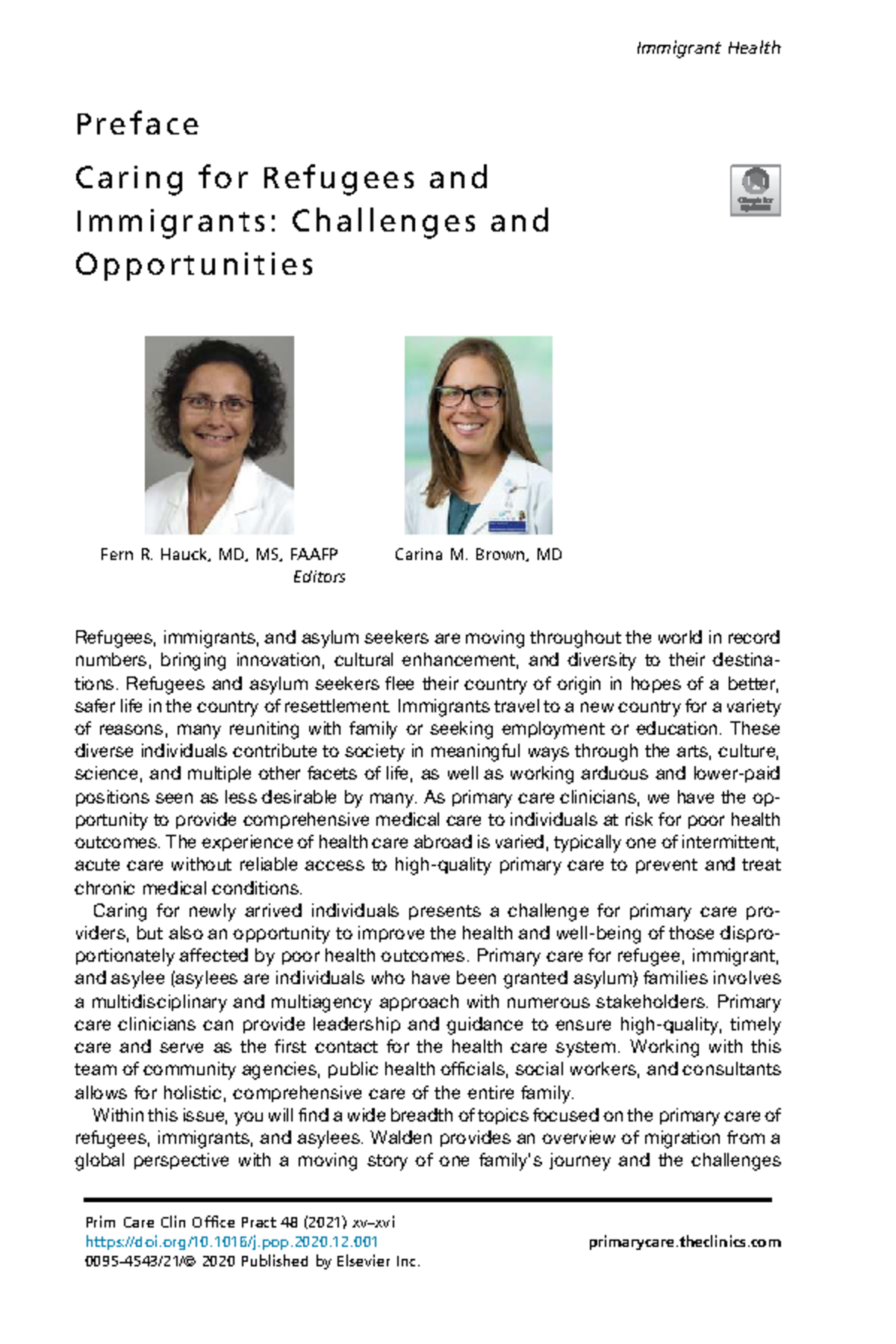 Caring for Refugees and Immigrants: Health Challenges & Opportunities ...