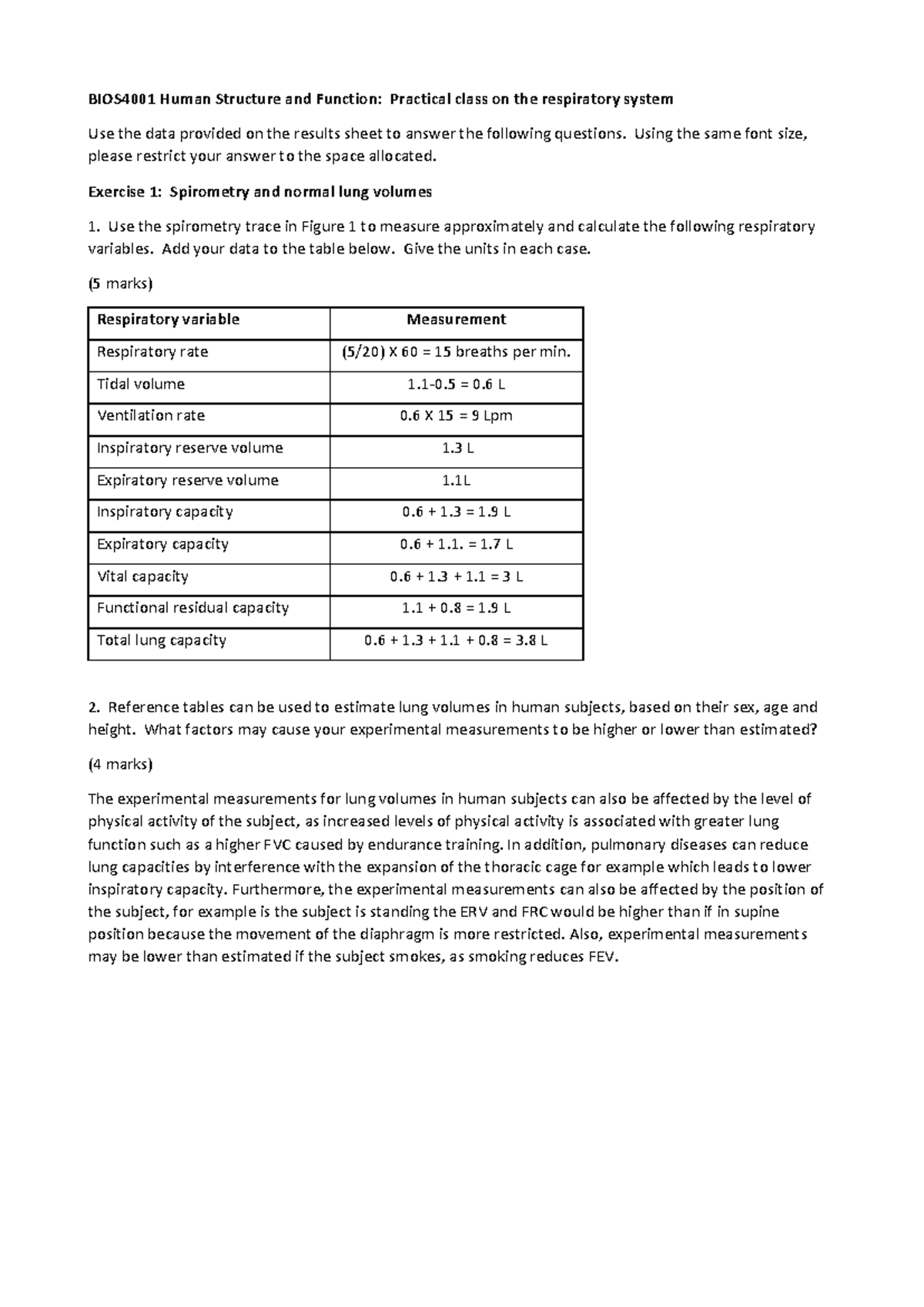 BIOS4001 Respiratory System Practical Assessment Guide - Studocu