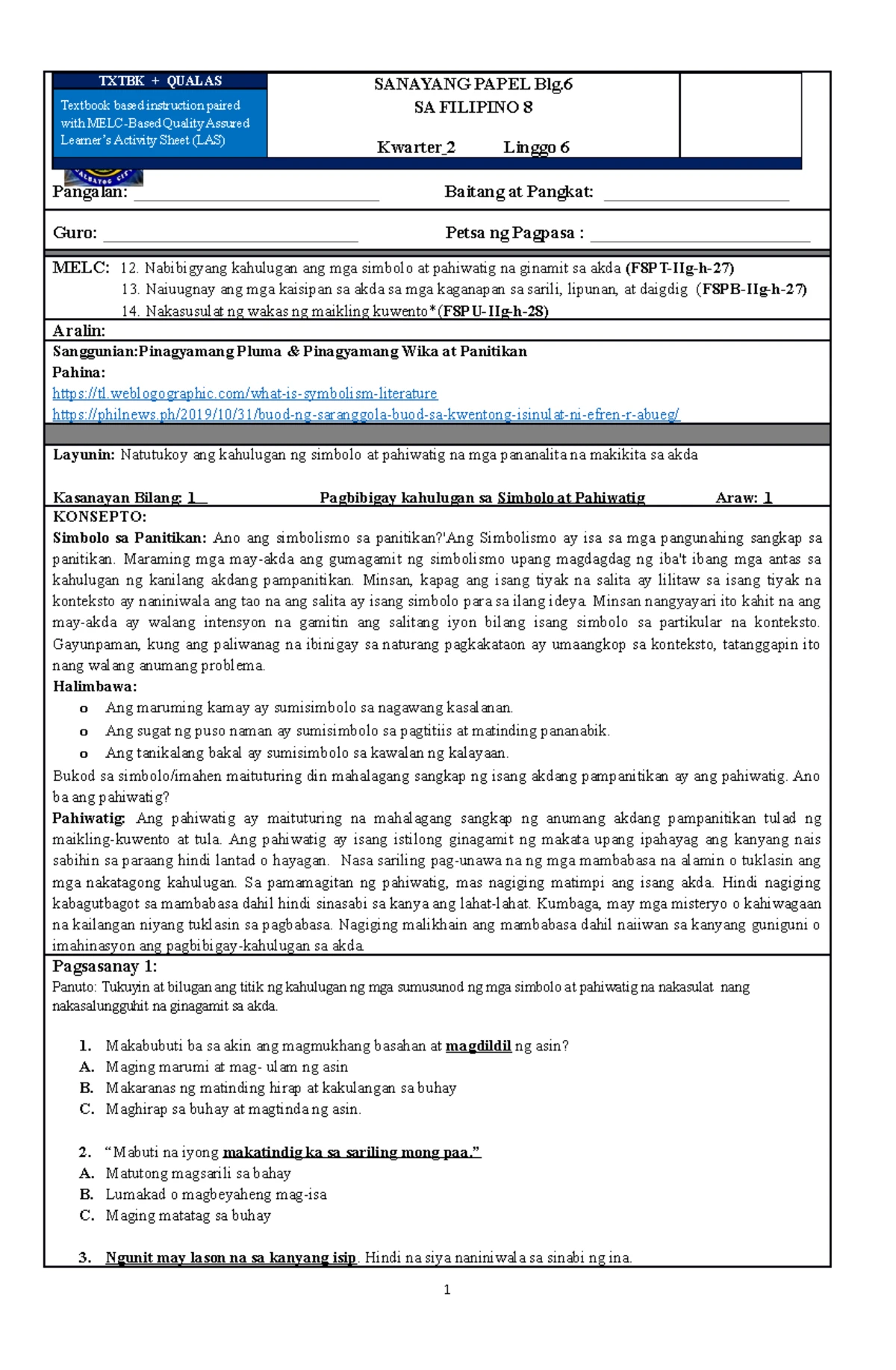 Filipino sa Piling Larangan: Akademikong Pagsulat Unang Yunit Notes ...