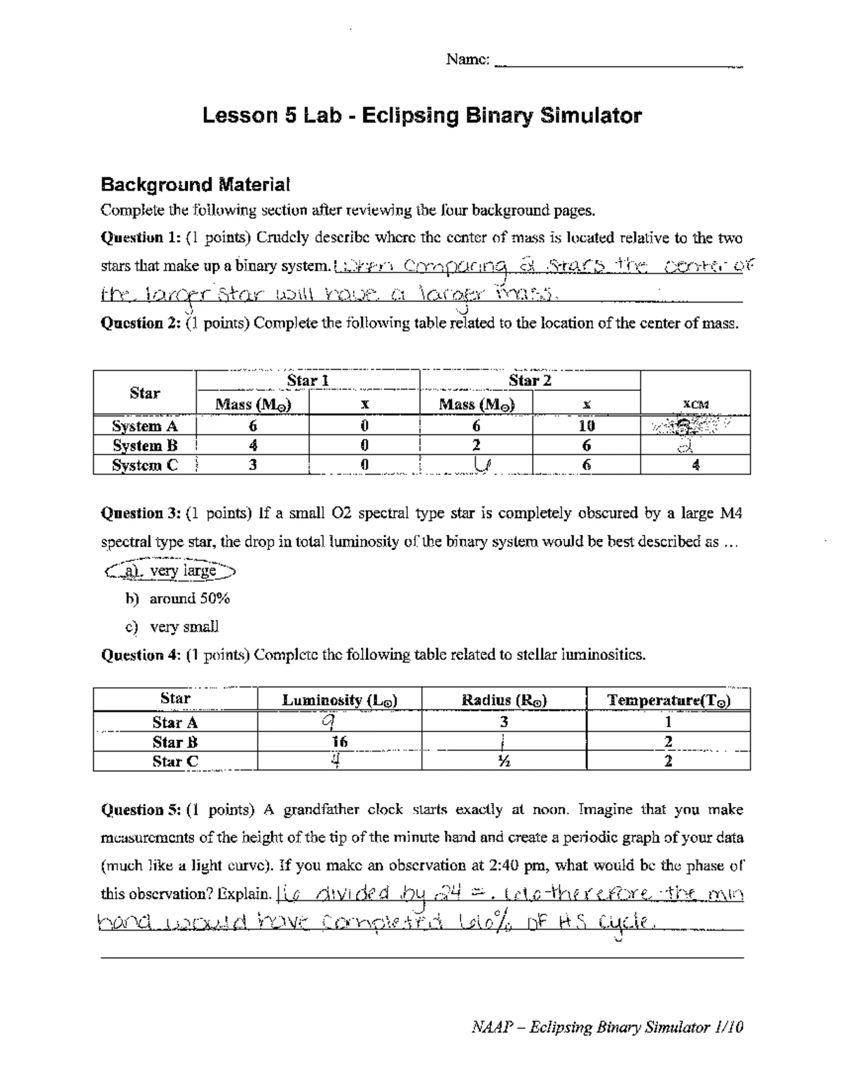 Lesson 3 Lab - Solar System Models (Astronomy 101) Worksheet - Studocu