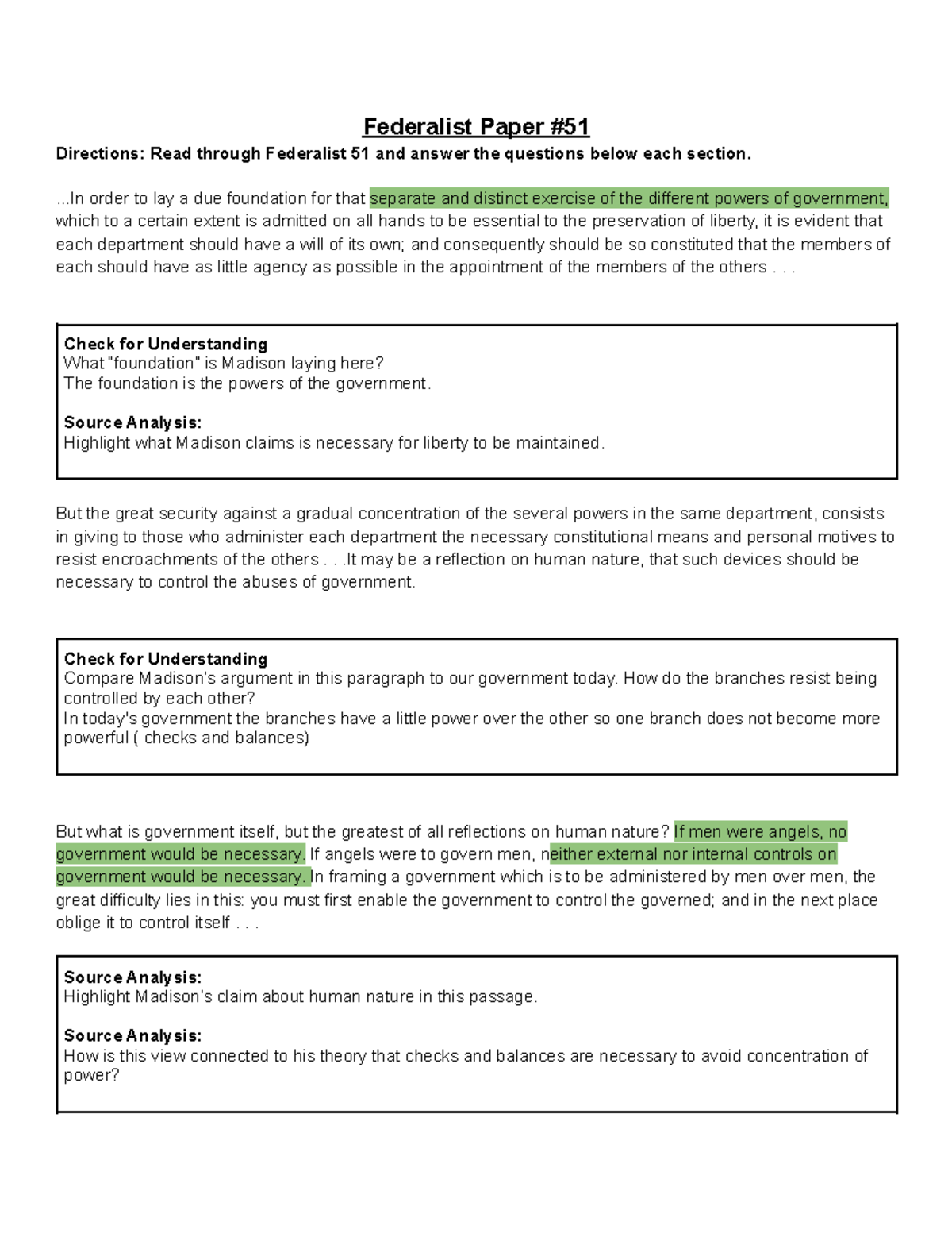 Copy of Federalist 10, 51, and Brutus 1 analytical reading - Federalist ...