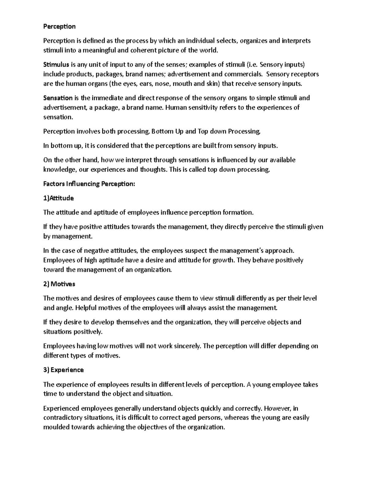 MCOB 27: Understanding Perception and Motivation Theories in Organizations - Studocu