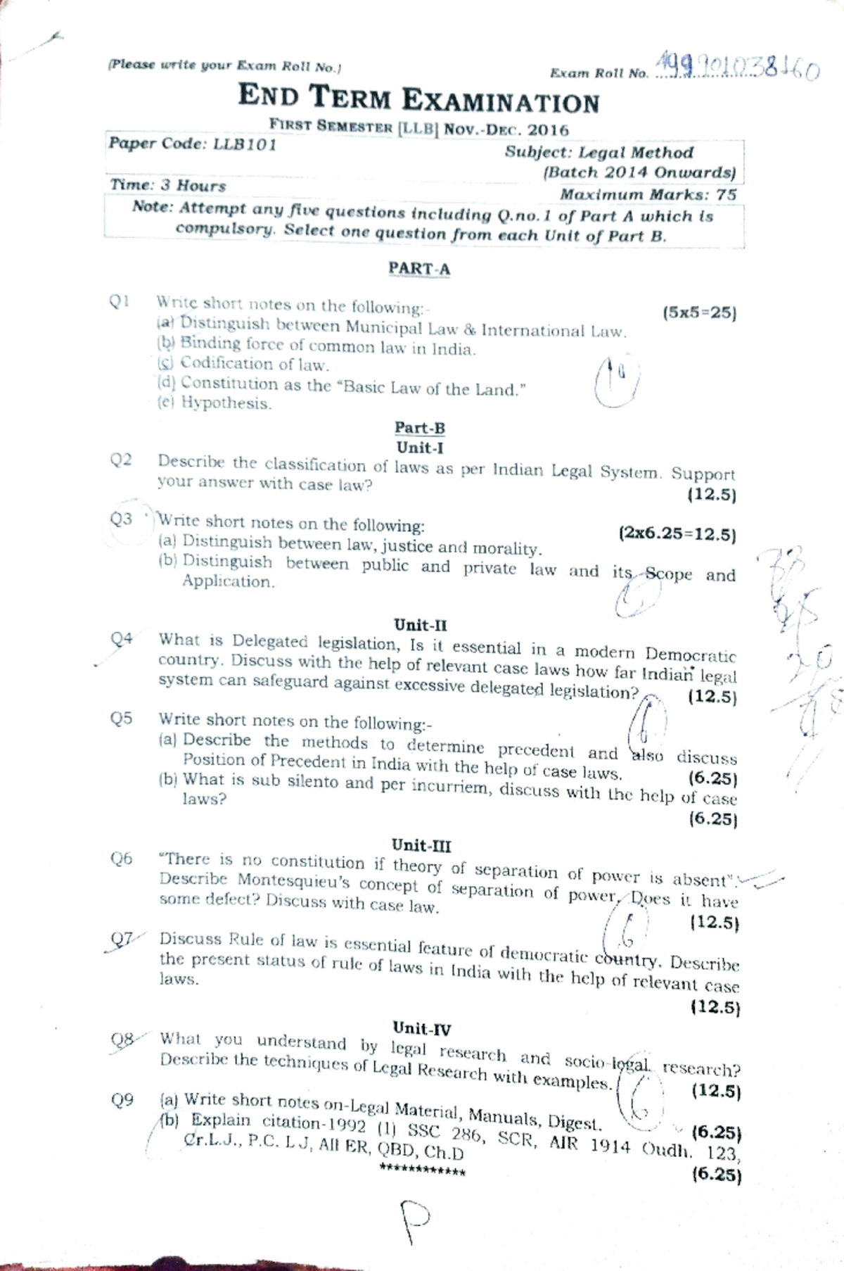 1st Sem. Exam Question Papers Collection - Studocu