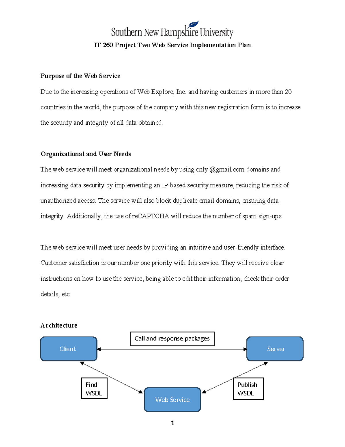 IT 260 Project Two Web Service Implementation Plan - and having customers in more than 20 ...
