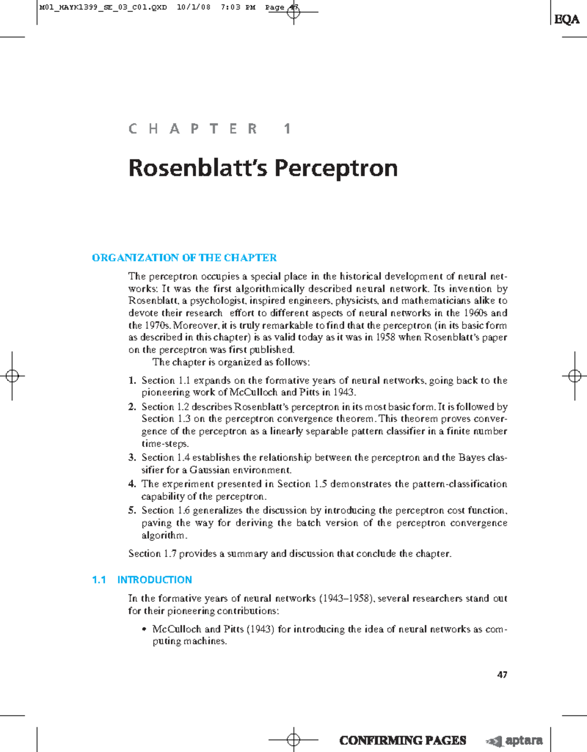 M01_HAYK1399_SE_03_C01: Chapter 1 - Perceptron Learning Rule Overview ...