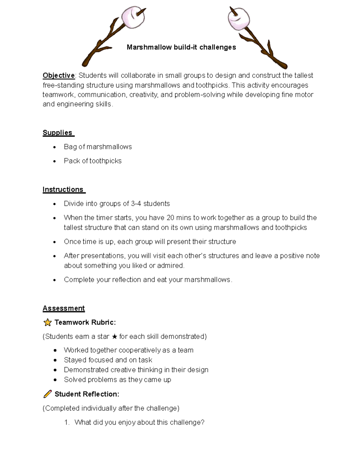 Marshmallow build-it challenege - Marshmallow build-it challenges ...