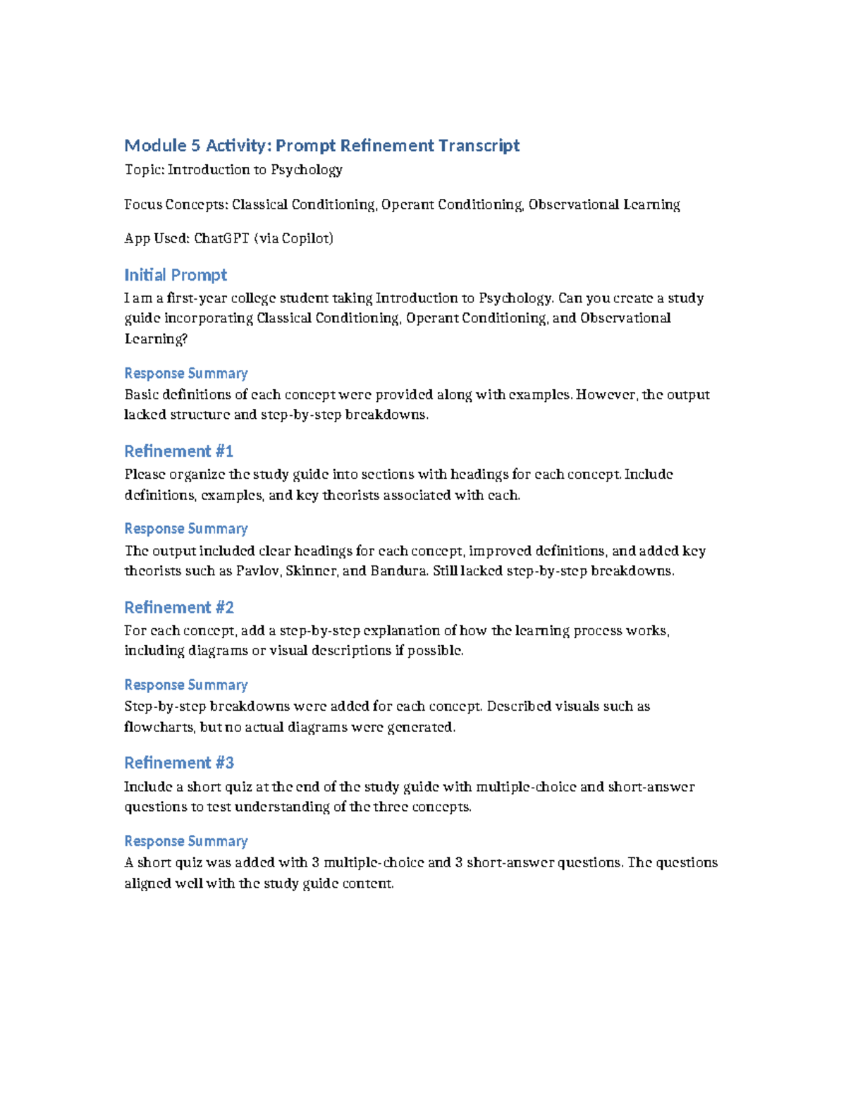 Module 5: Study Guide Refinement for Intro to Psychology Concepts - Studocu