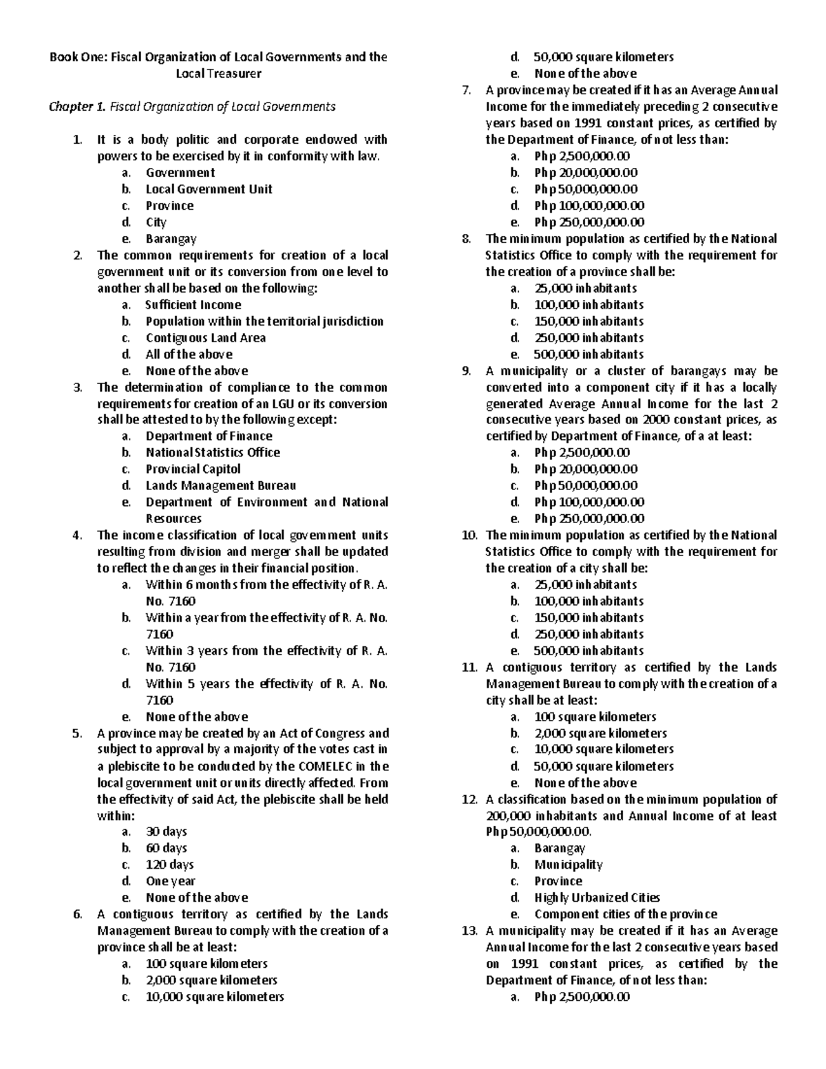 Bclte-Testbank - BCLTE - Book One: Fiscal Organization of Local ...