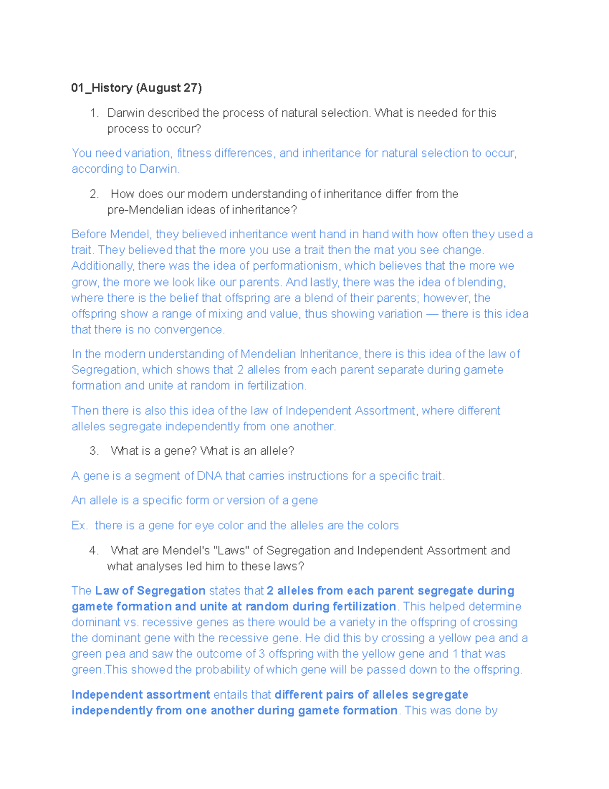 Genetics Exam 1 Notes - Key Concepts & Mechanisms Overview - Studocu
