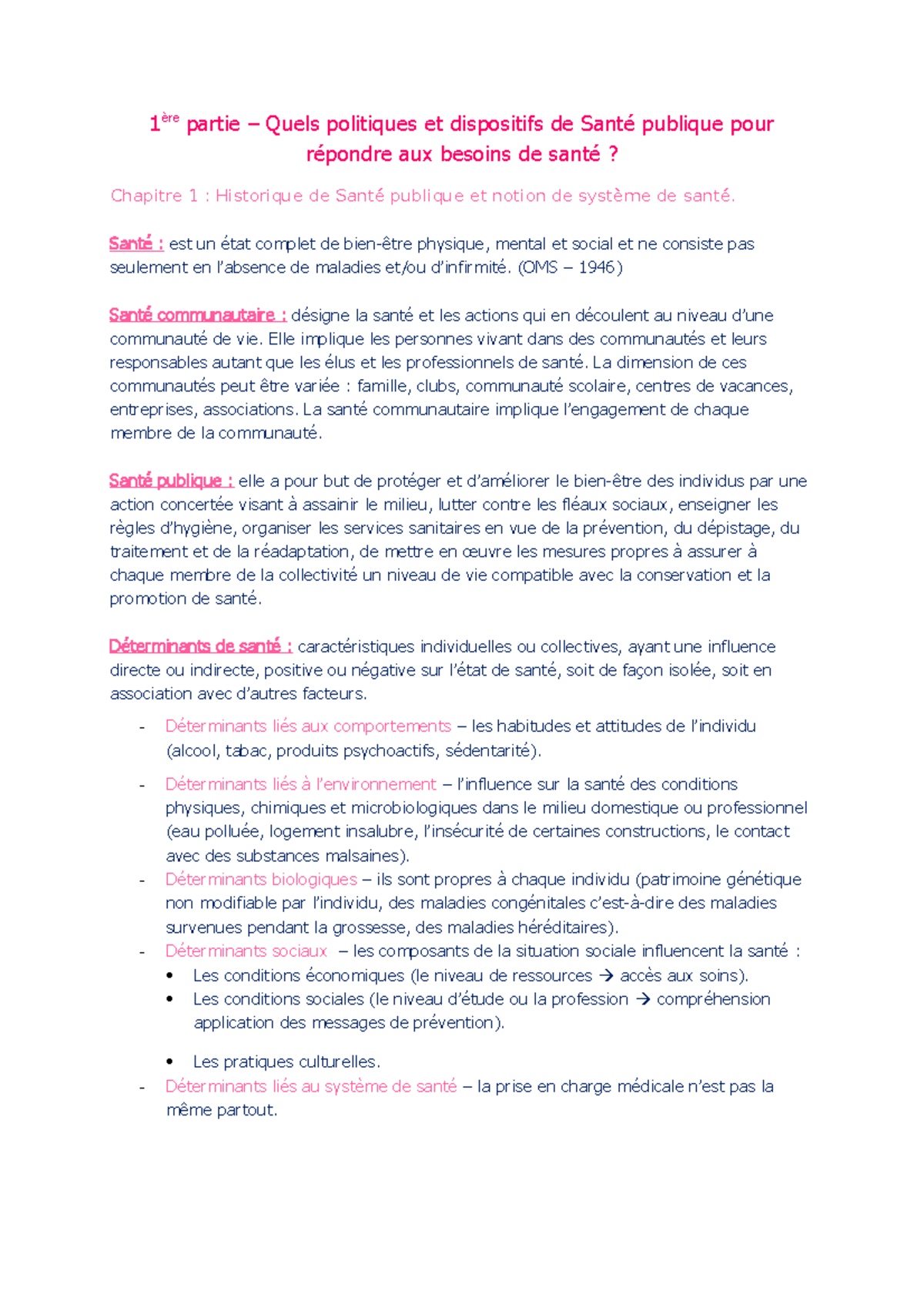 STSS 2023 : Définitions et Concepts de la Santé Publique et Sociale ...