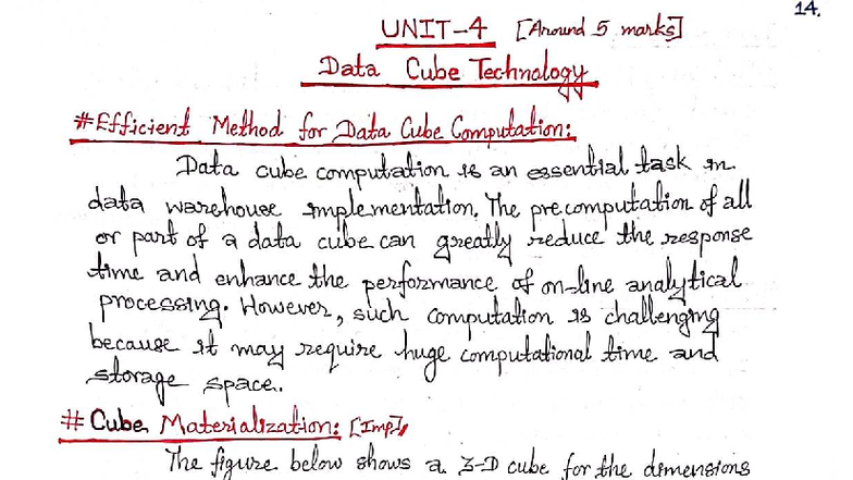 Chapter 4: Data Cube Technology - Efficient Computation Methods - Studocu