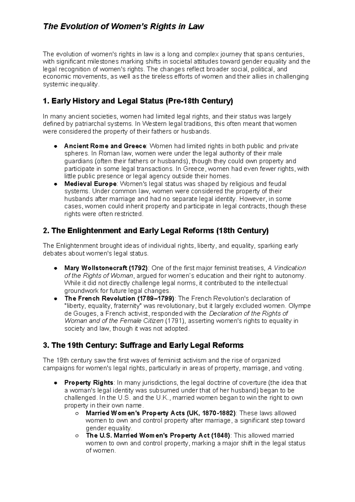 TAPL1 BTN - ,,, - The Evolution of Women’s Rights in Law The evolution ...