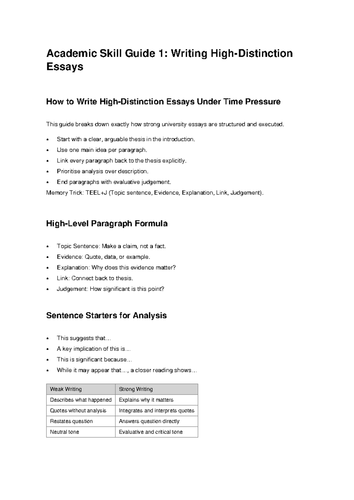 Academic Skill Guide 1: Essay Writing Under Time Pressure - Studocu