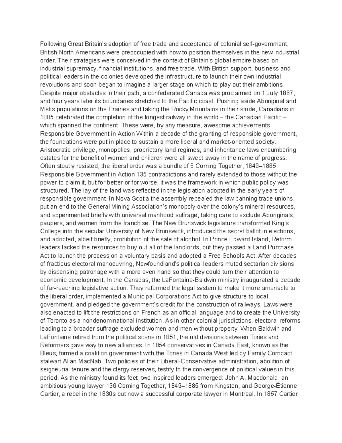 Canadian History CH 4/5 Notes: Confederation & Expansion Insights - Studocu