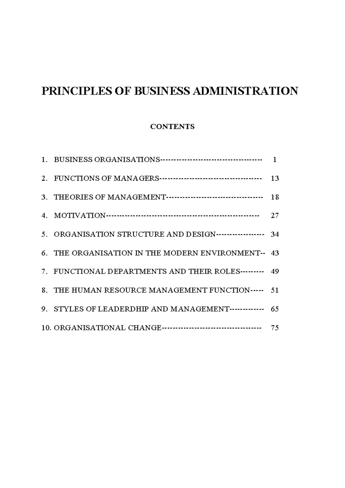 BBA 1110 Principles of Business Administration: Comprehensive Notes ...