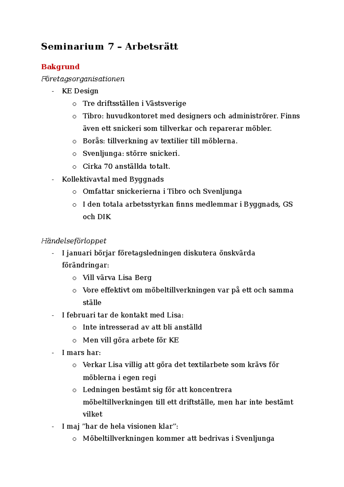 Seminarium 7 - Arbetsrätt - Seminarium 7 – Arbetsrätt Bakgrund ...