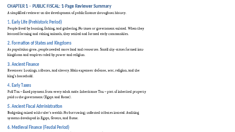 CHAPTER 1 PUBLIC FISCAL: Historical Development Summary - Studocu