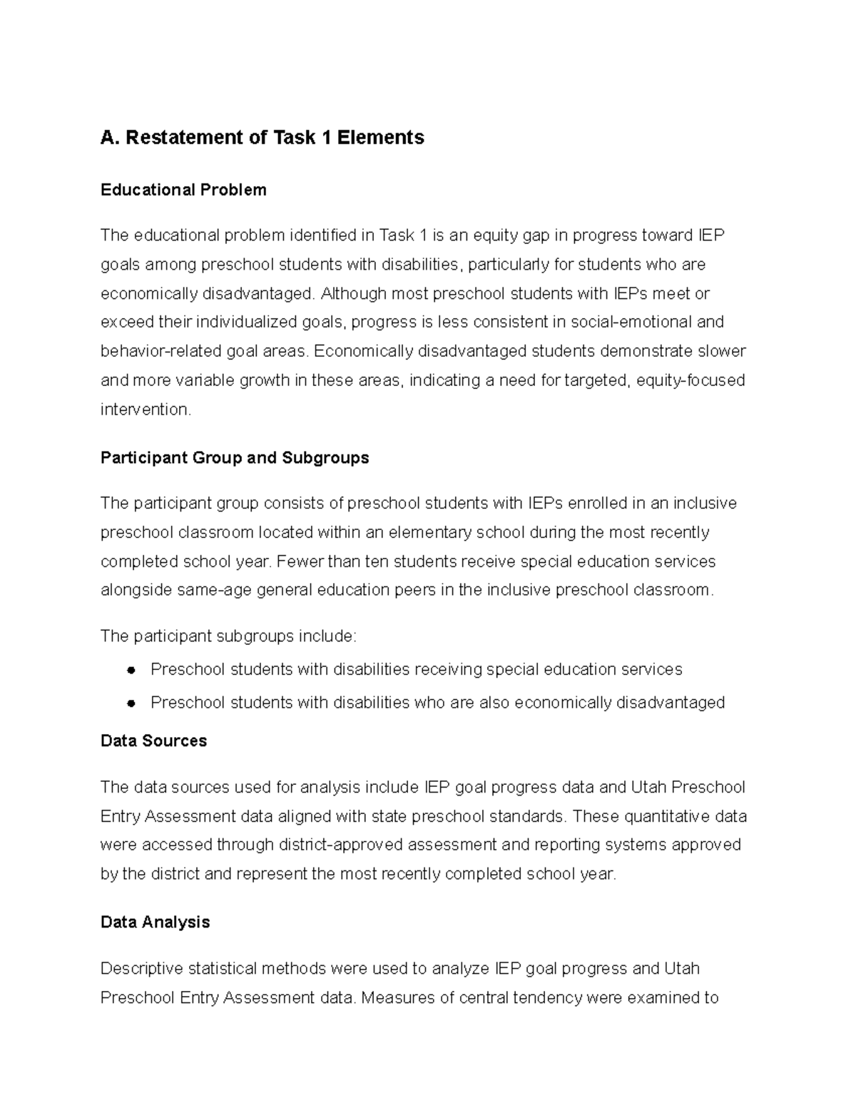 D019 Task 2 - Addressing Equity Gaps in IEP Goals for Preschool ...
