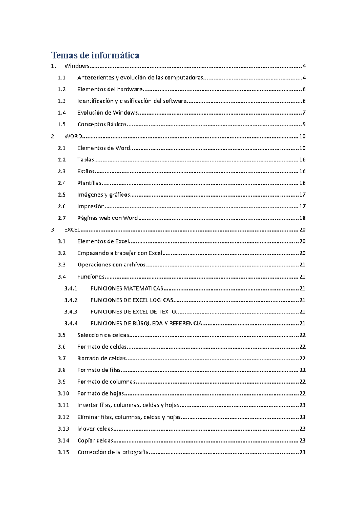 Temas de Informática: Windows, Word, Excel y PowerPoint - Studocu