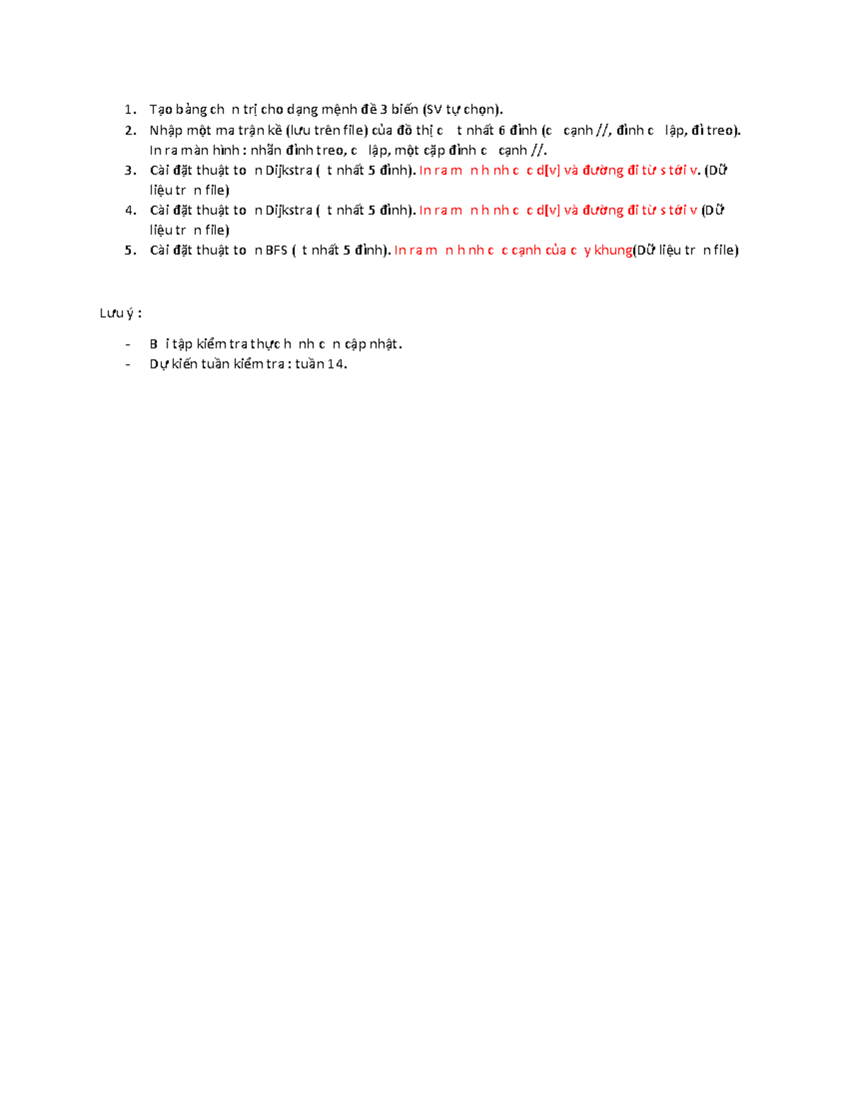 Bài Tập Kiểm Tra Thực Hành: Thuật Toán Đồ Thị và Dijkstra (Tuần 14) - Studocu