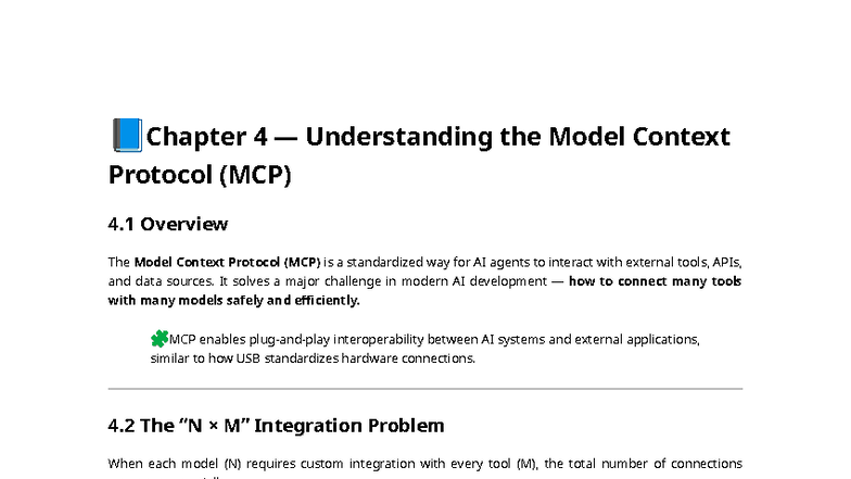 Chapter 4: Understanding the Model Context Protocol (MCP) - Studocu