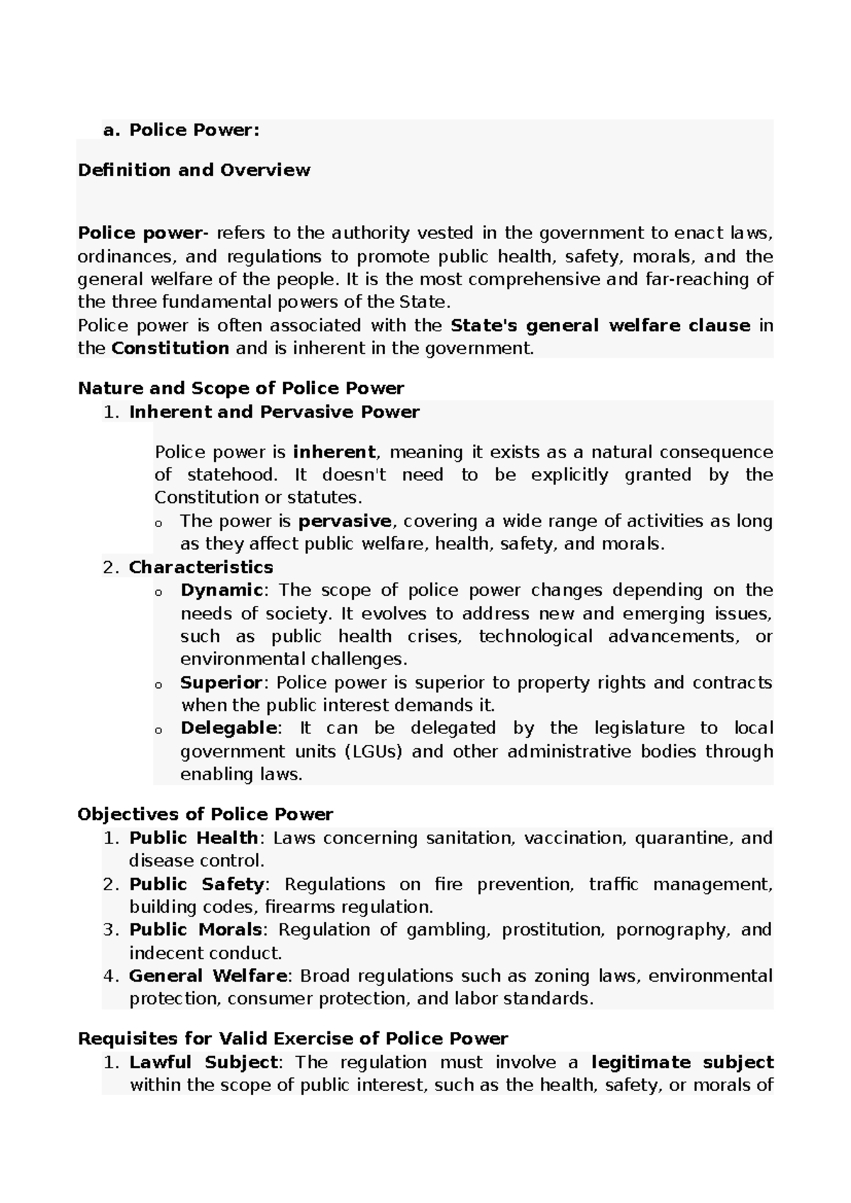 Fundamental Cases on Police Power and State Authority (POL 101) - Studocu