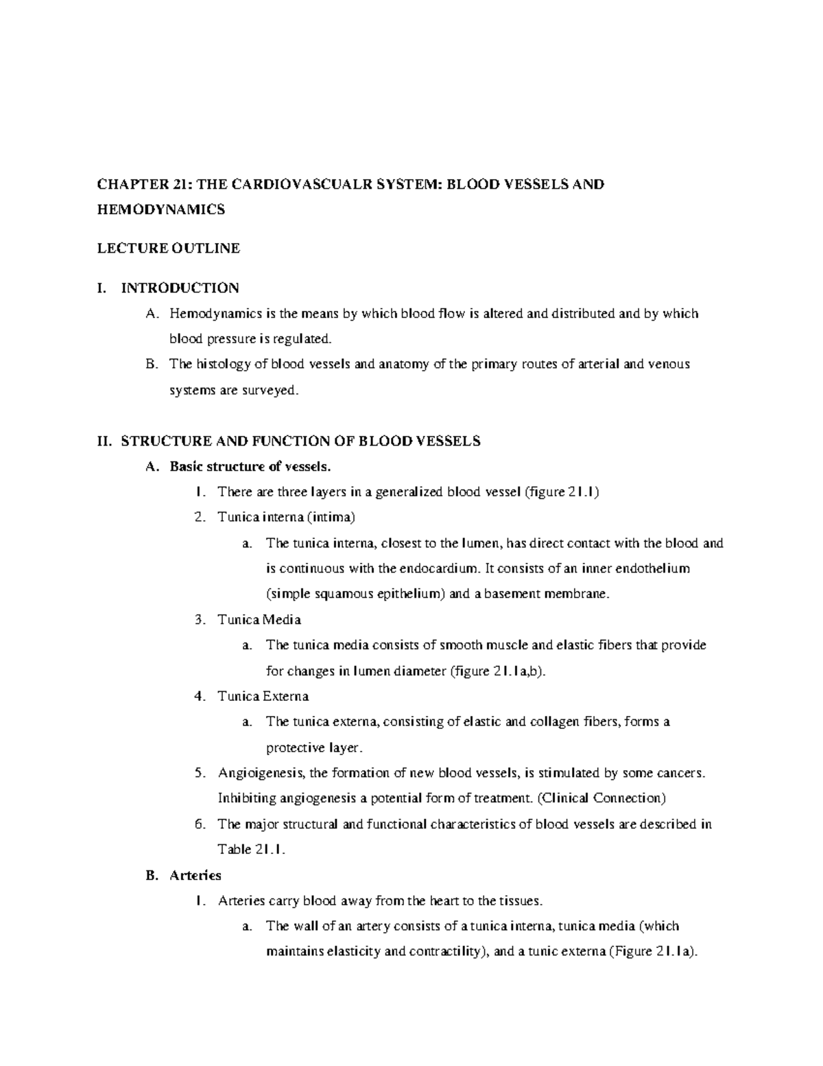 CHAPTER 21: CARDIOVASCULAR SYSTEM - BLOOD VESSELS & HEMODYNAMICS ...