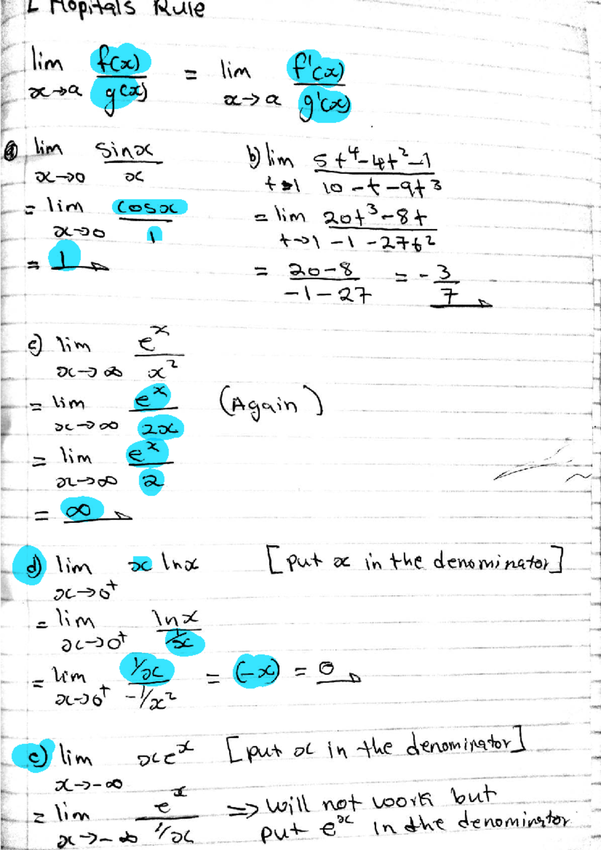 LHPR(TG)1 - Math 131 Tutorial 9 Solutions on L'Hôpital's Rule - Studocu
