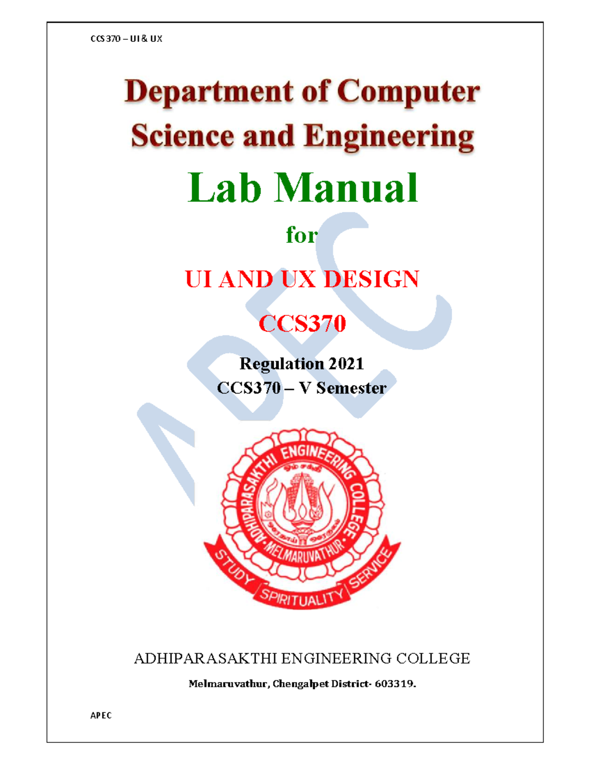 CCS370 UI/UX Lab Manual: Experiments & Guidelines for Design - Studocu