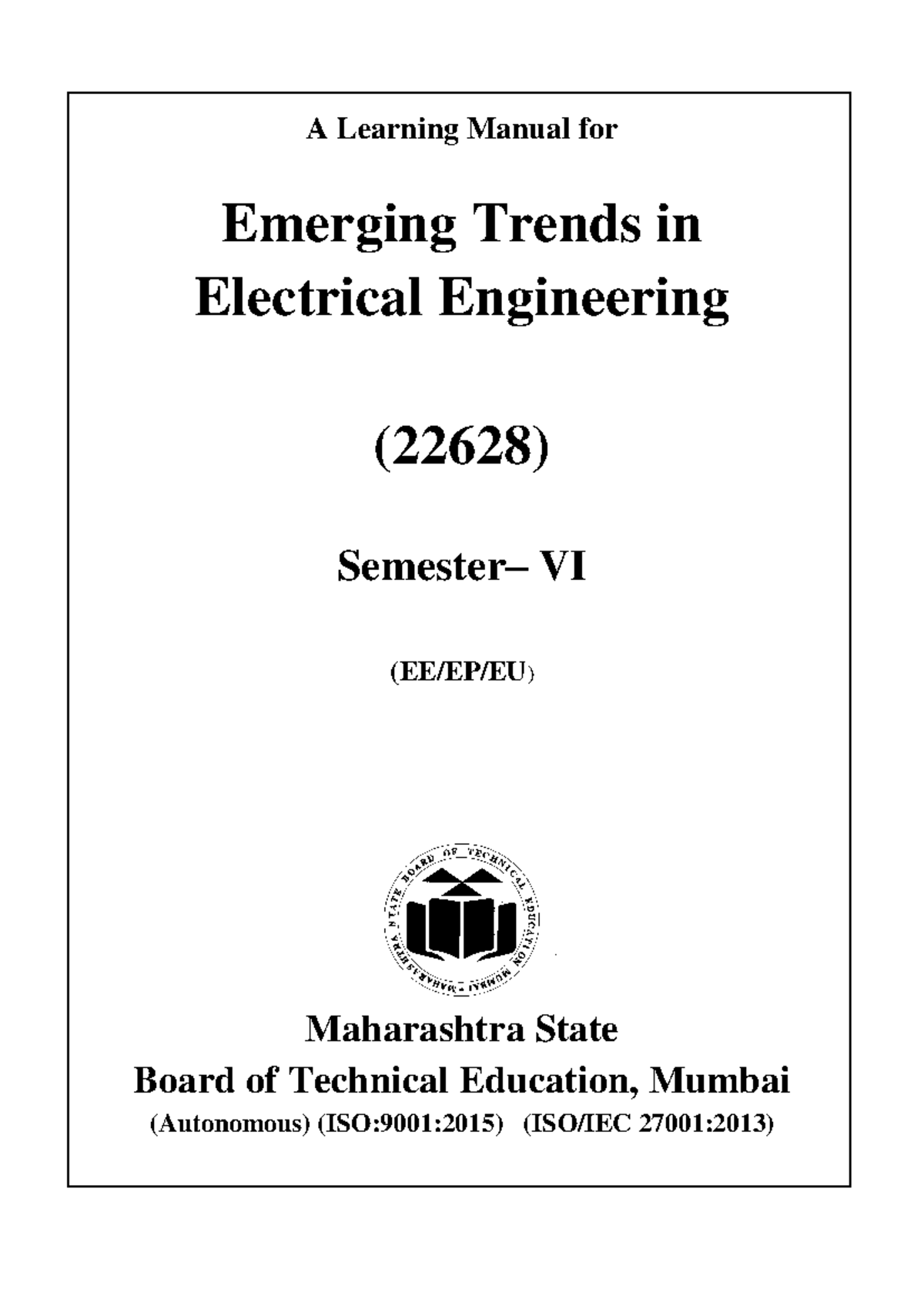 Emerging Trends in Electrical Engineering (22628) - Comprehensive Learning Manual - Studocu
