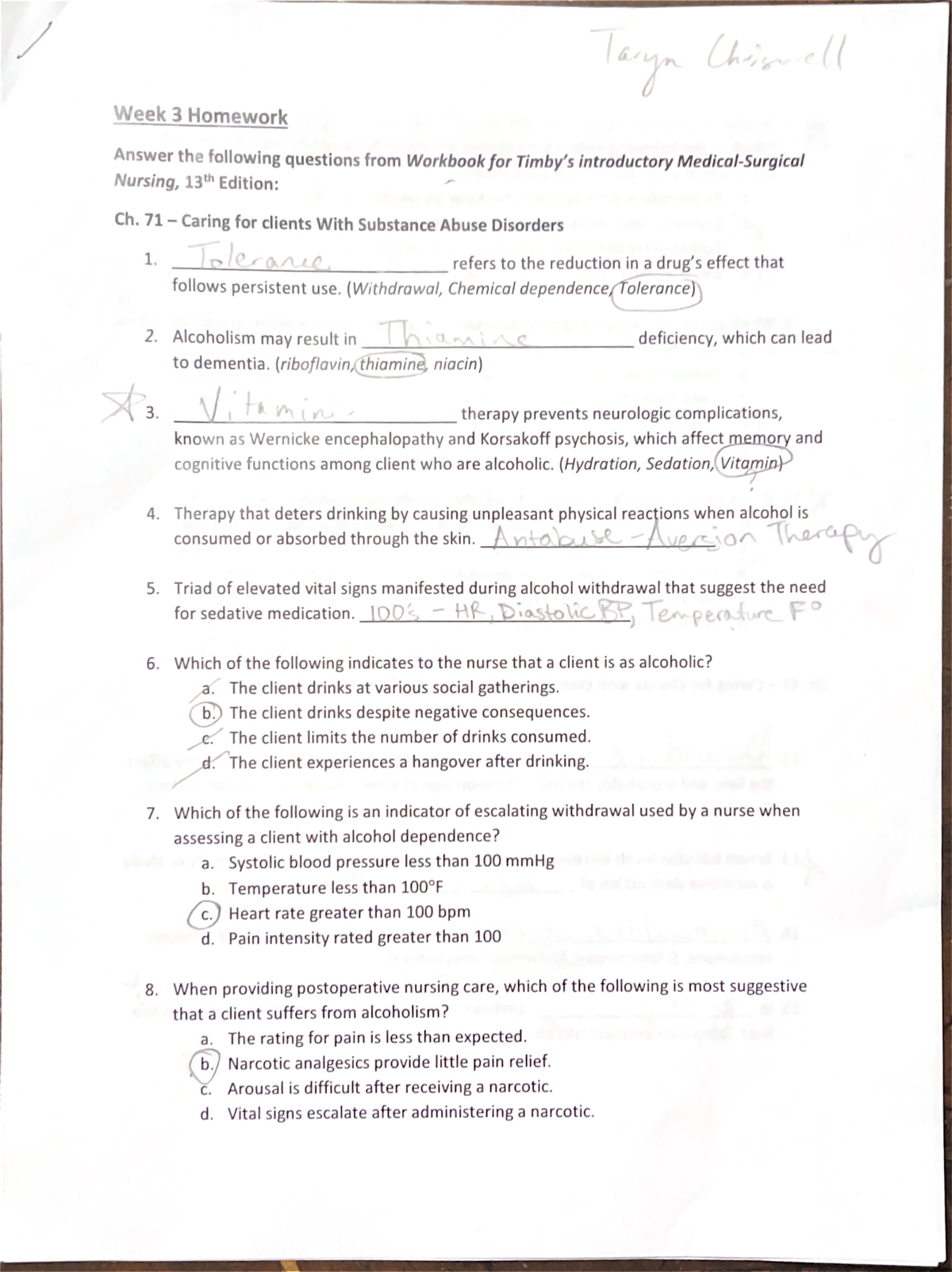 AMSWk 3 - Homework - Tayn Chrismell Week 3 Homework Answer the ...