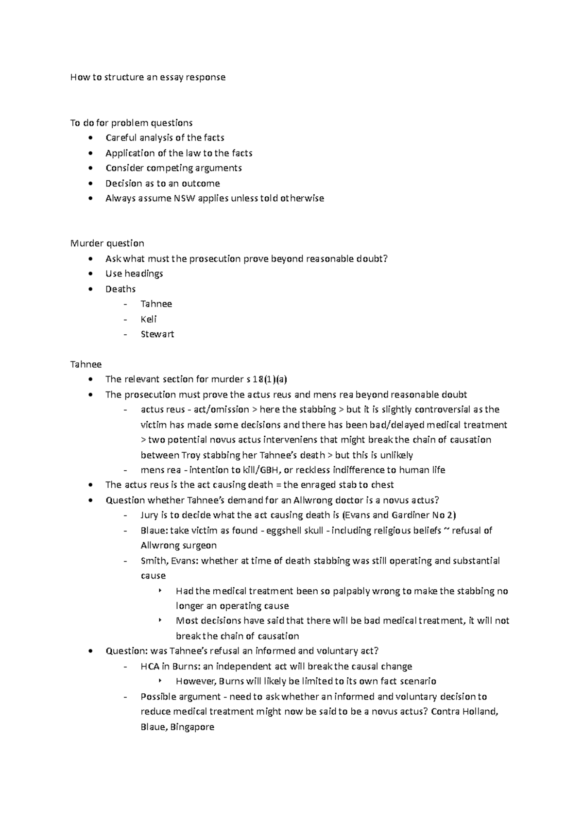 Criminal Law on Call: Class 7 Essay Structure & Analysis - Studocu