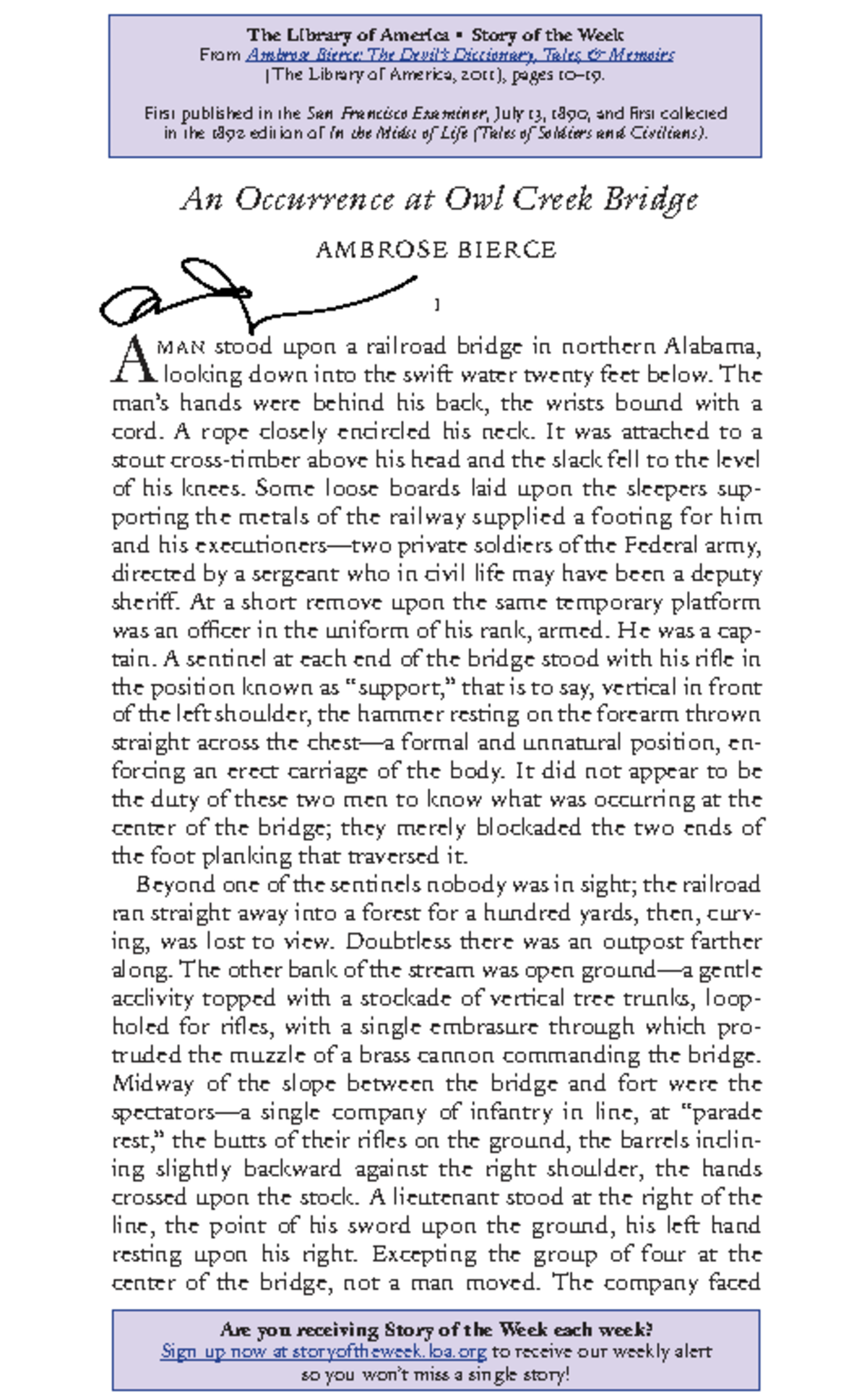 Bierce's "An Occurrence at Owl Creek Bridge" - Literary Analysis Notes ...