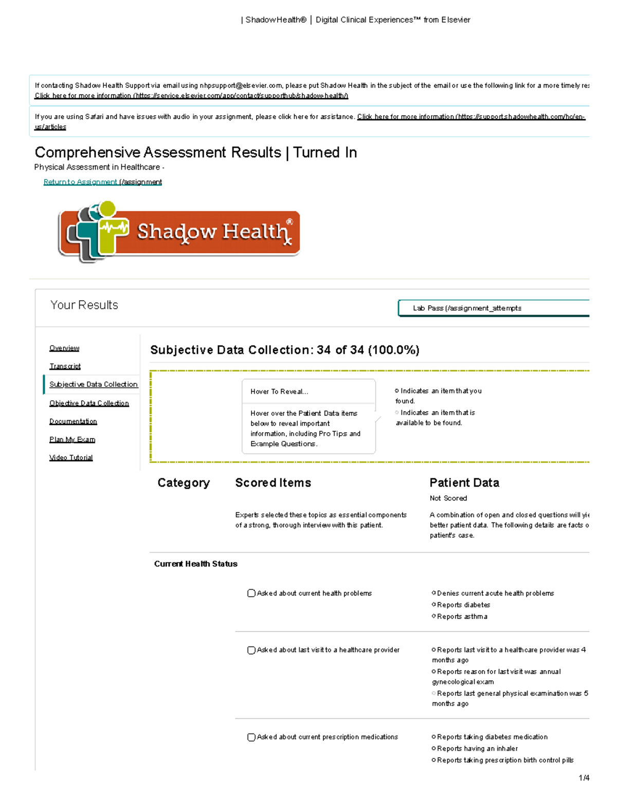 Shadow Health Tina Jones Comprehensive Assessment Results Summary - Studocu