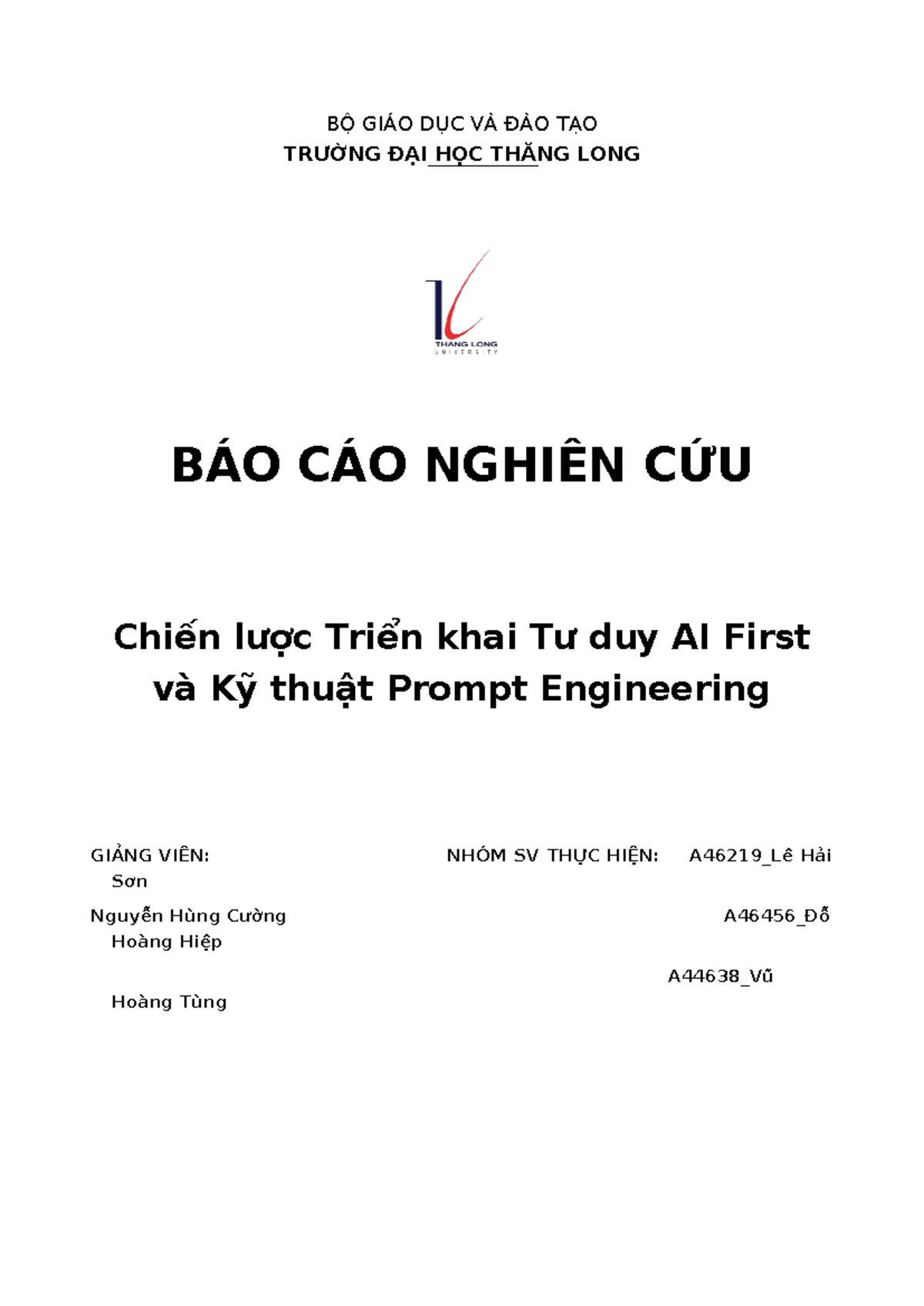 Báo cáo Nghiên cứu: Triển khai Tư duy AI First & Prompt Engineering ...