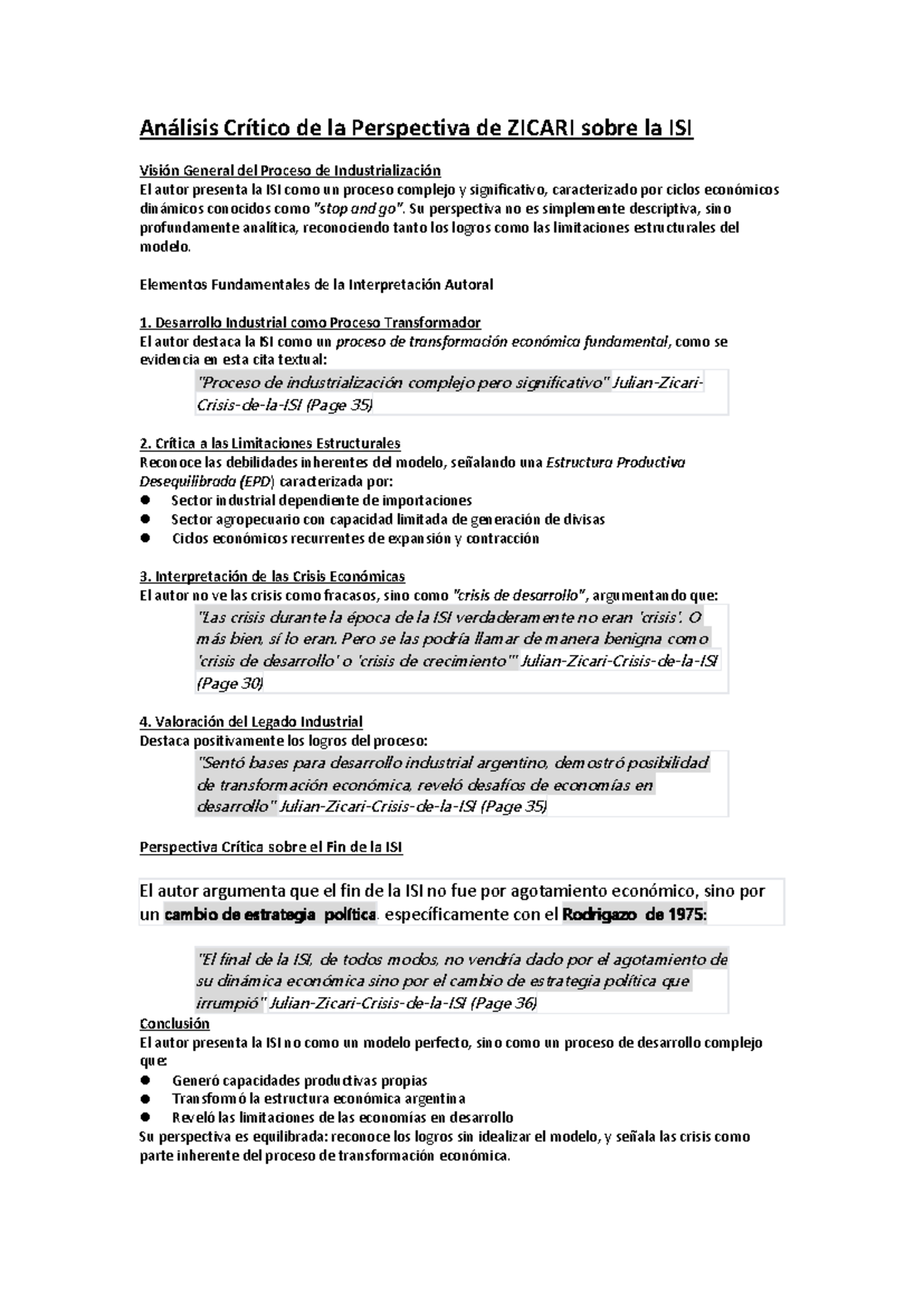 Análisis Crítico de Zicari sobre la ISI - Clase 7 - Studocu