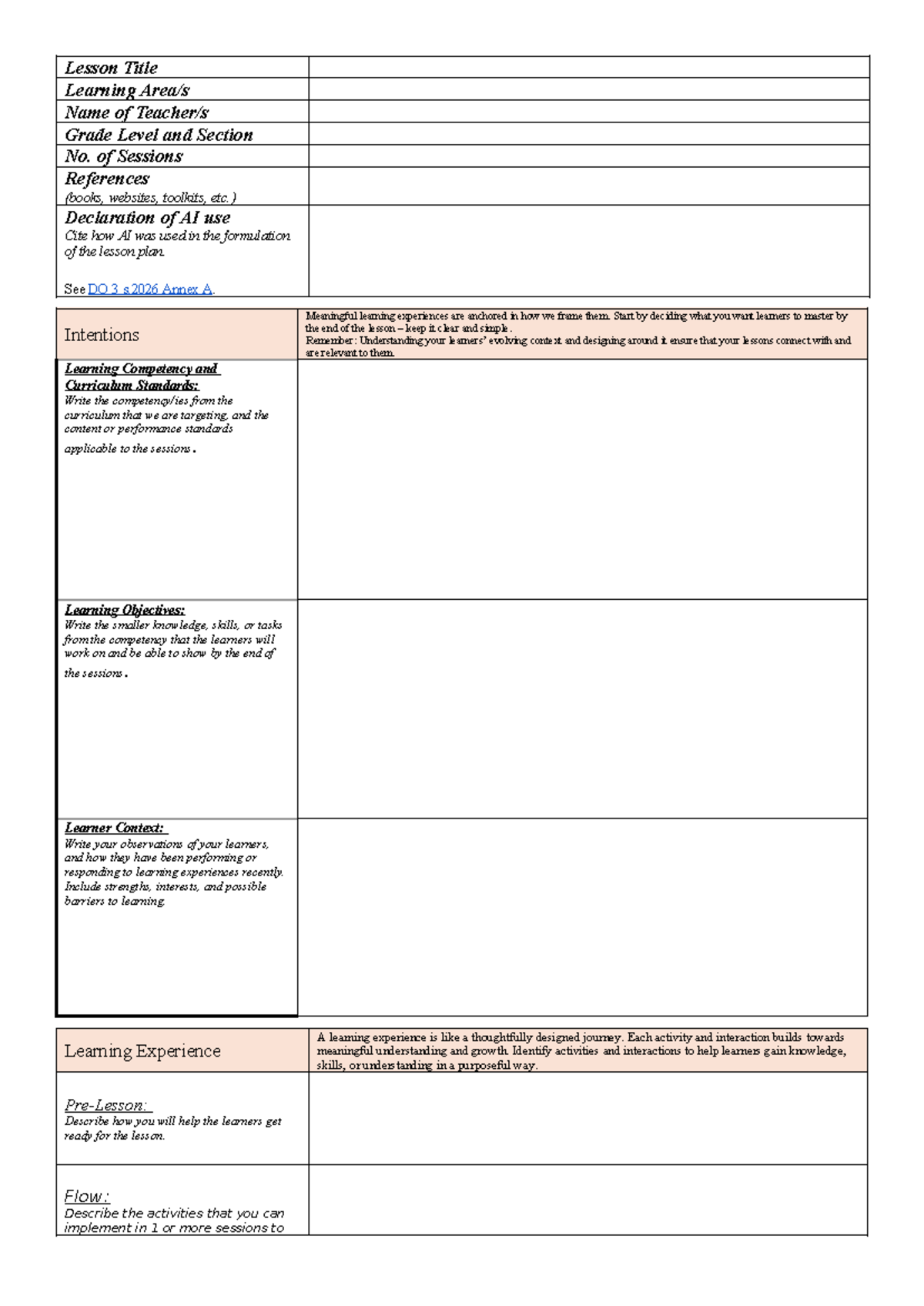 ILAW NEW Lesson Plan Template: Grade Level & Session Overview - Studocu
