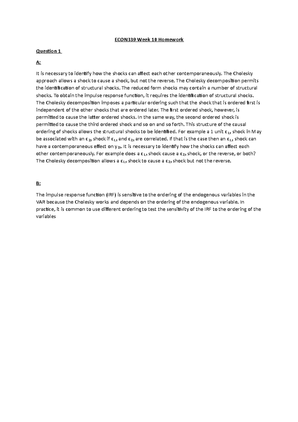 ECON339 Week 10 Homework - ECON339 - UOW - Studocu