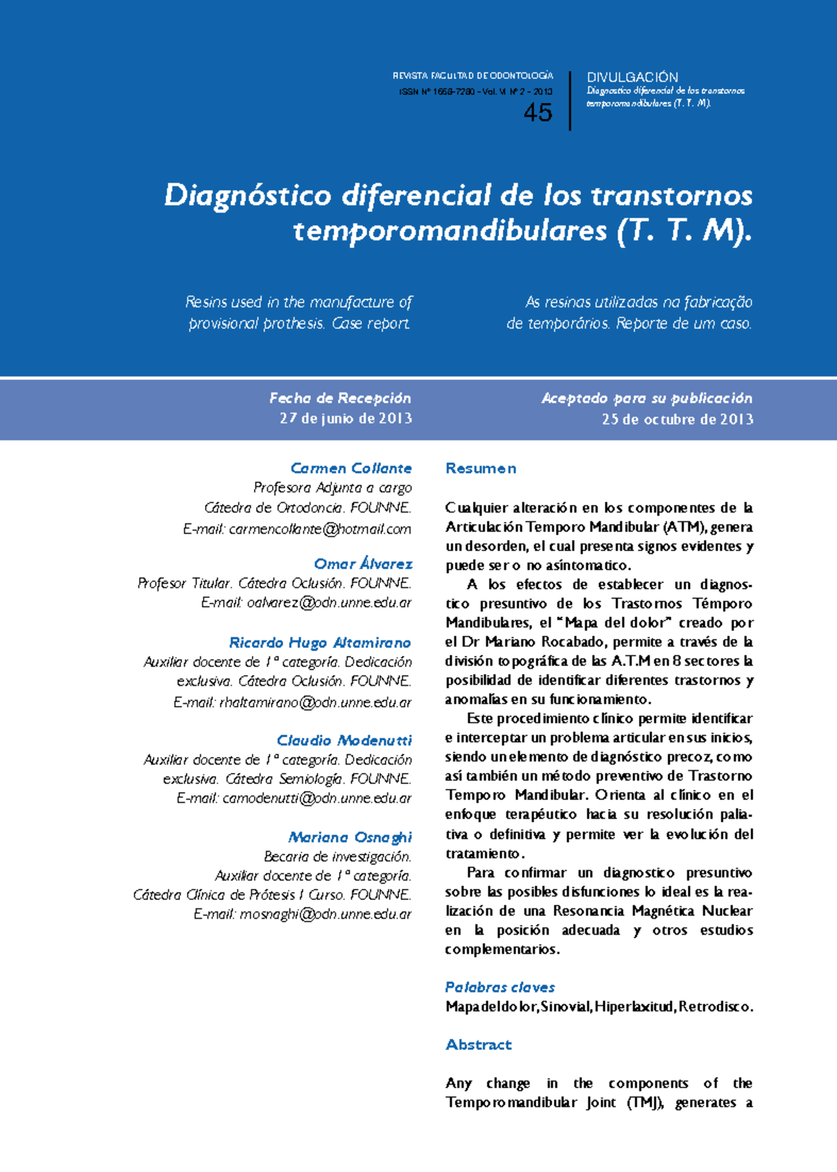 MAPA DEL DOLOR Y DIAGNOSTICO DE TTM: ESTRATEGIA CLINICA - Studocu