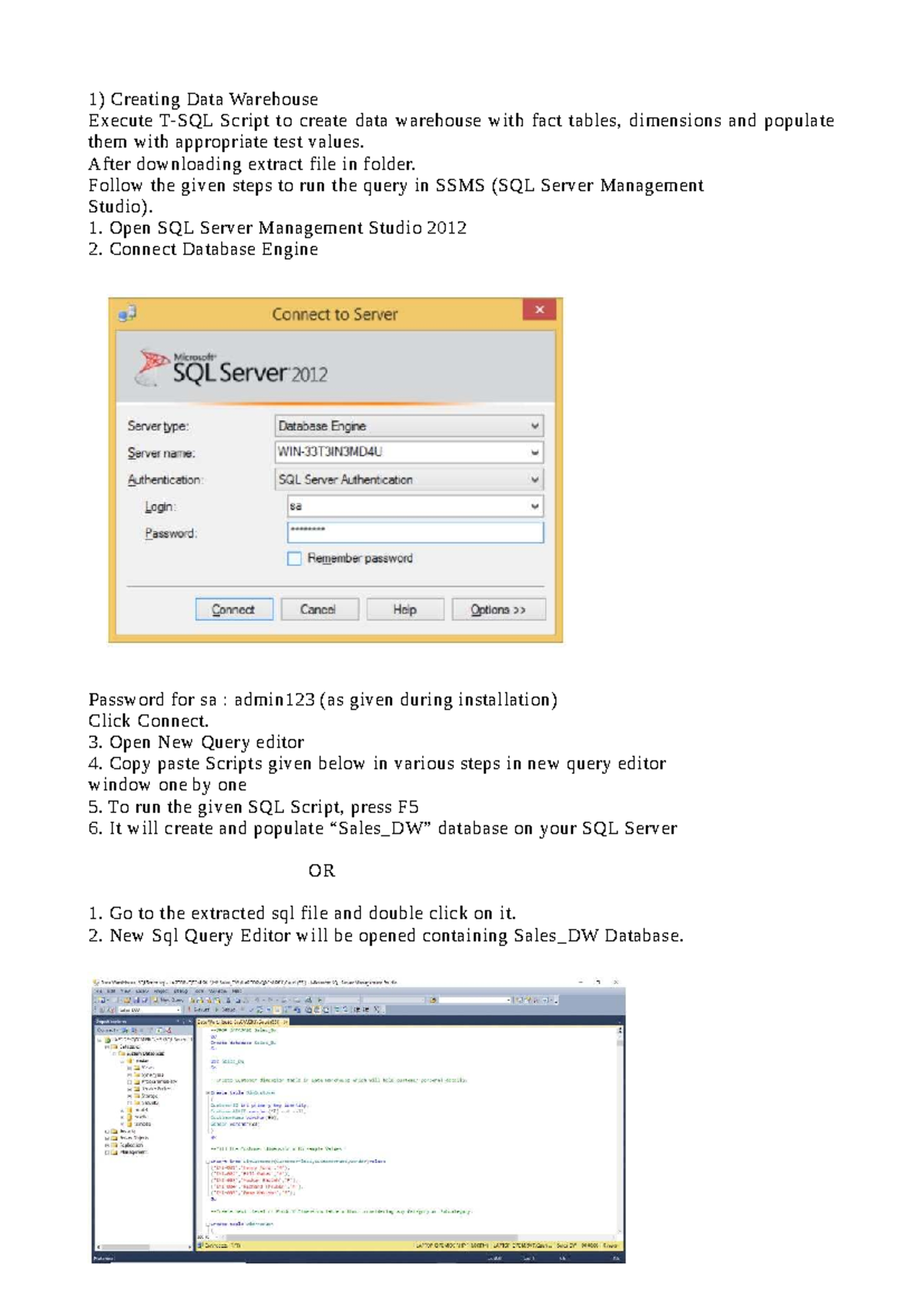 Creating Data Warehouse: SQL Script & Cube Deployment Guide (CS101 ...