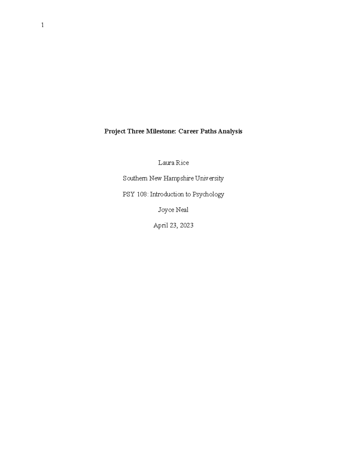 PSY 108 Module 6 Assignment: Career Paths Analysis Project - Studocu