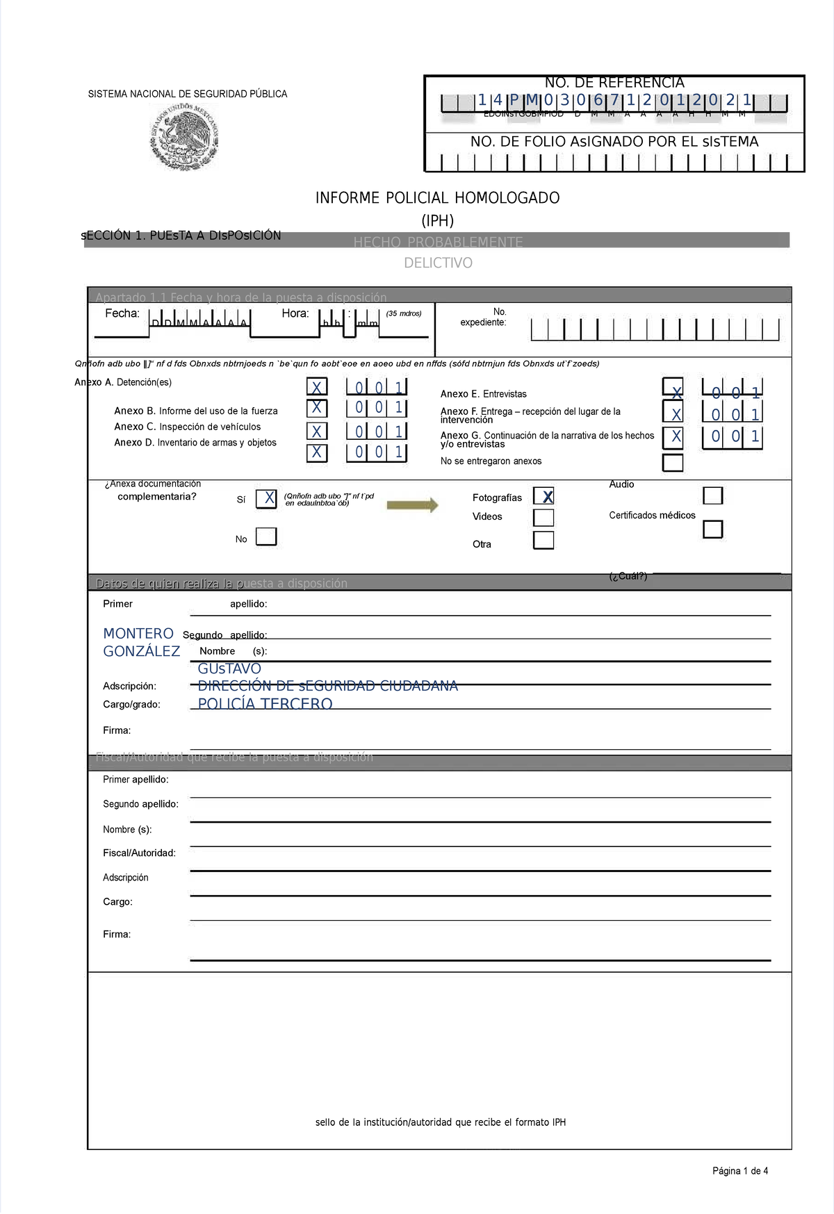 Pdf-iph-editable - INFORME POLICIAL HOMOLOGADO - NO. DE REFERENCIA 1 4 P M 0 3 0 6 7 1 2 0 1 2 0 ...