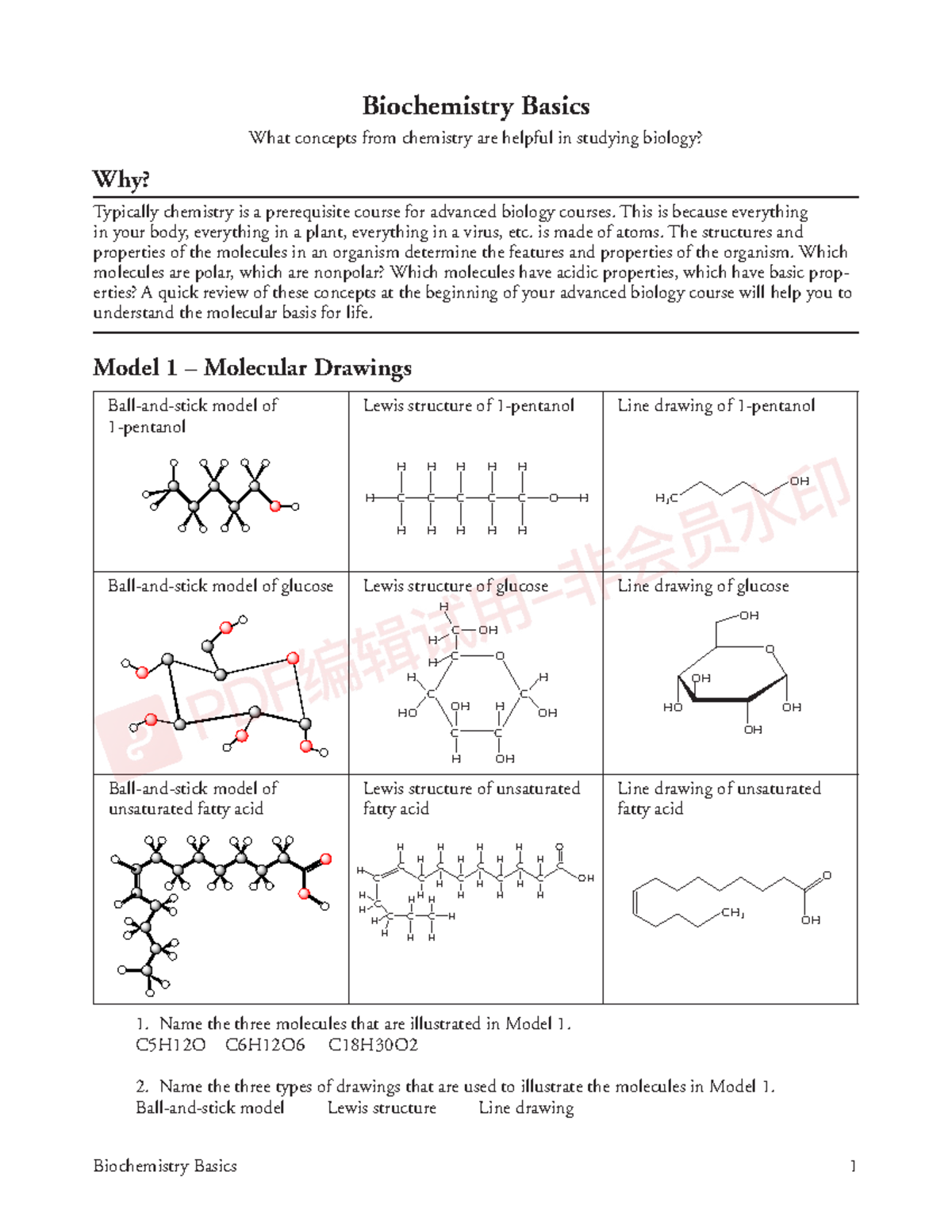 Biochemistry Basics S(1): Concepts & Models in Advanced Biology - Studocu