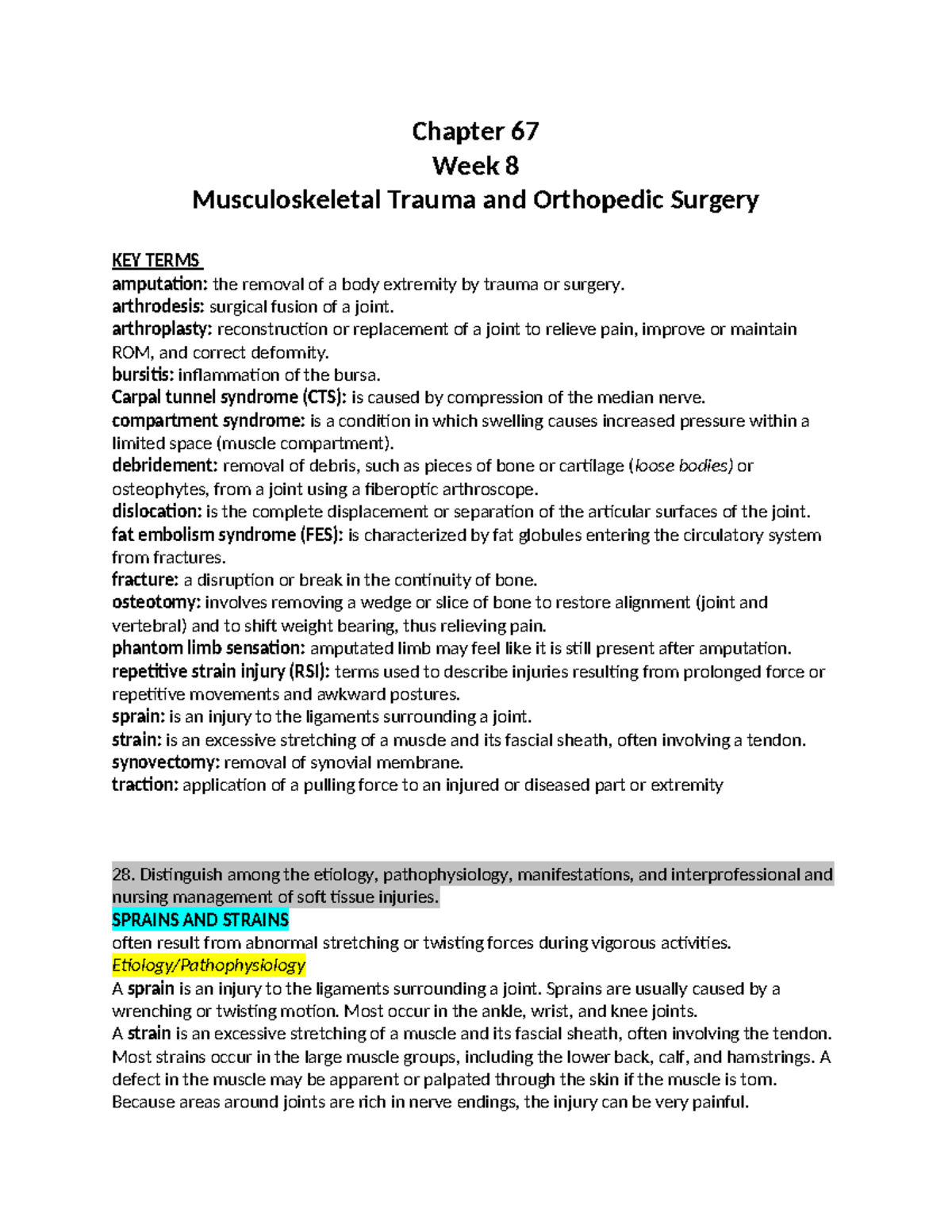 Musculoskeletal Trauma and Orthopedic Surgery Objectives - Chapter 67 ...