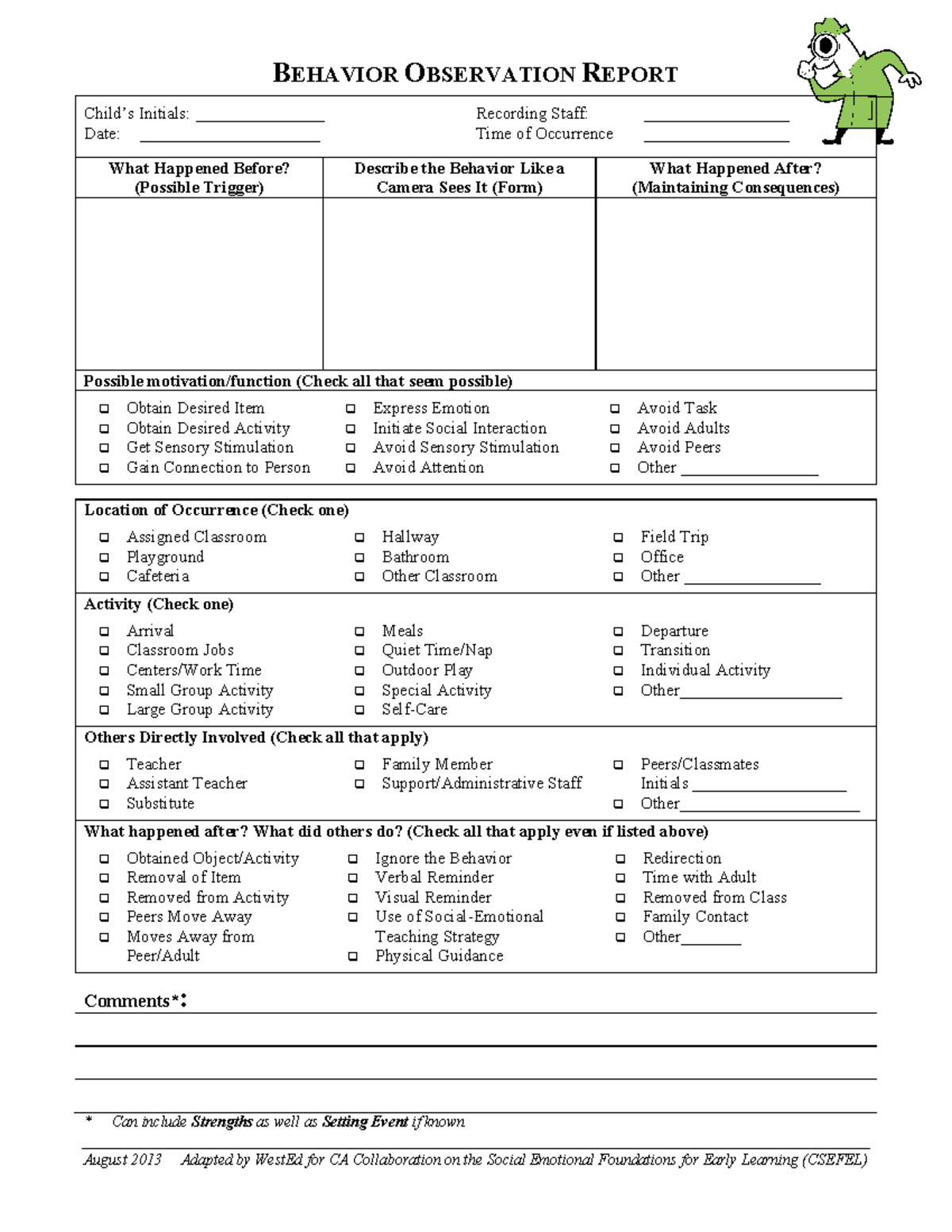 Child Behaviour Observation Report - BEHAVIOR OBSERVATION REPORT August ...