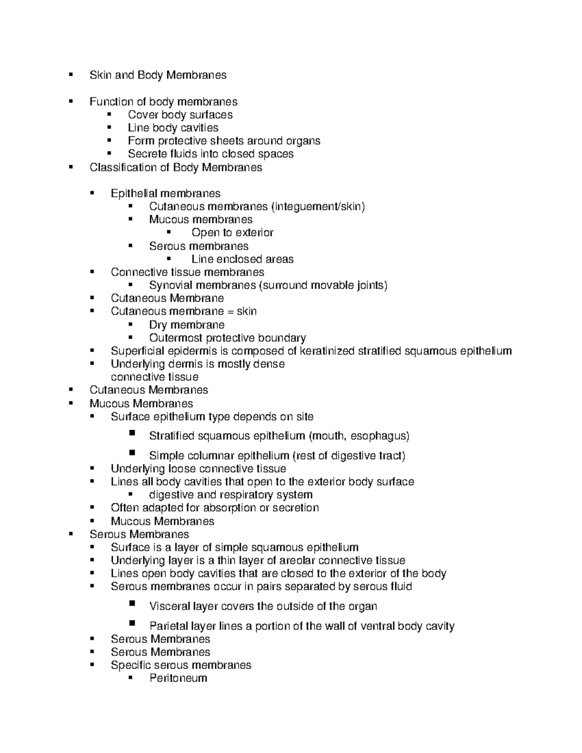 Skin and Body Membranes: Structure and Function Overview - Studocu